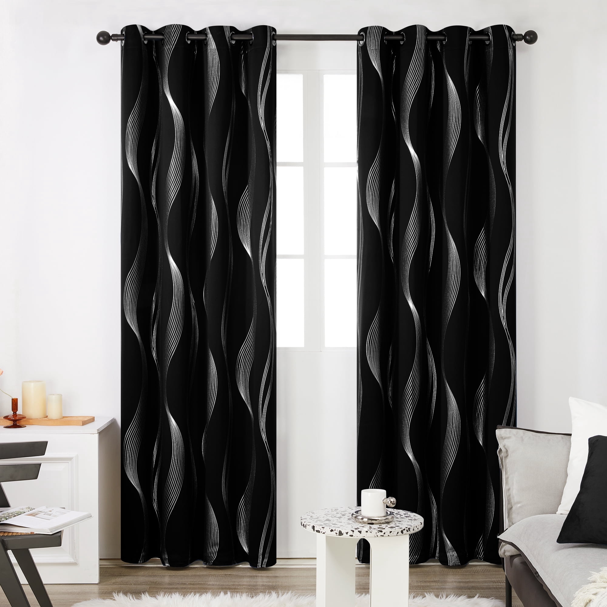 Deconovo Black Short Blackout Curtains, Energy Efficient Curtains ...