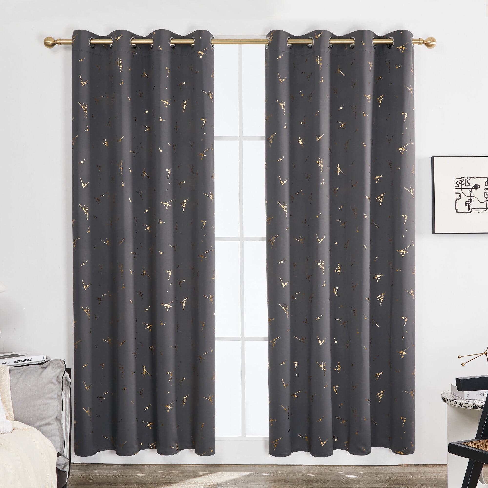 Deconovo Blackout Curtains, Constellation Pattern Foil Printed Thermal ...