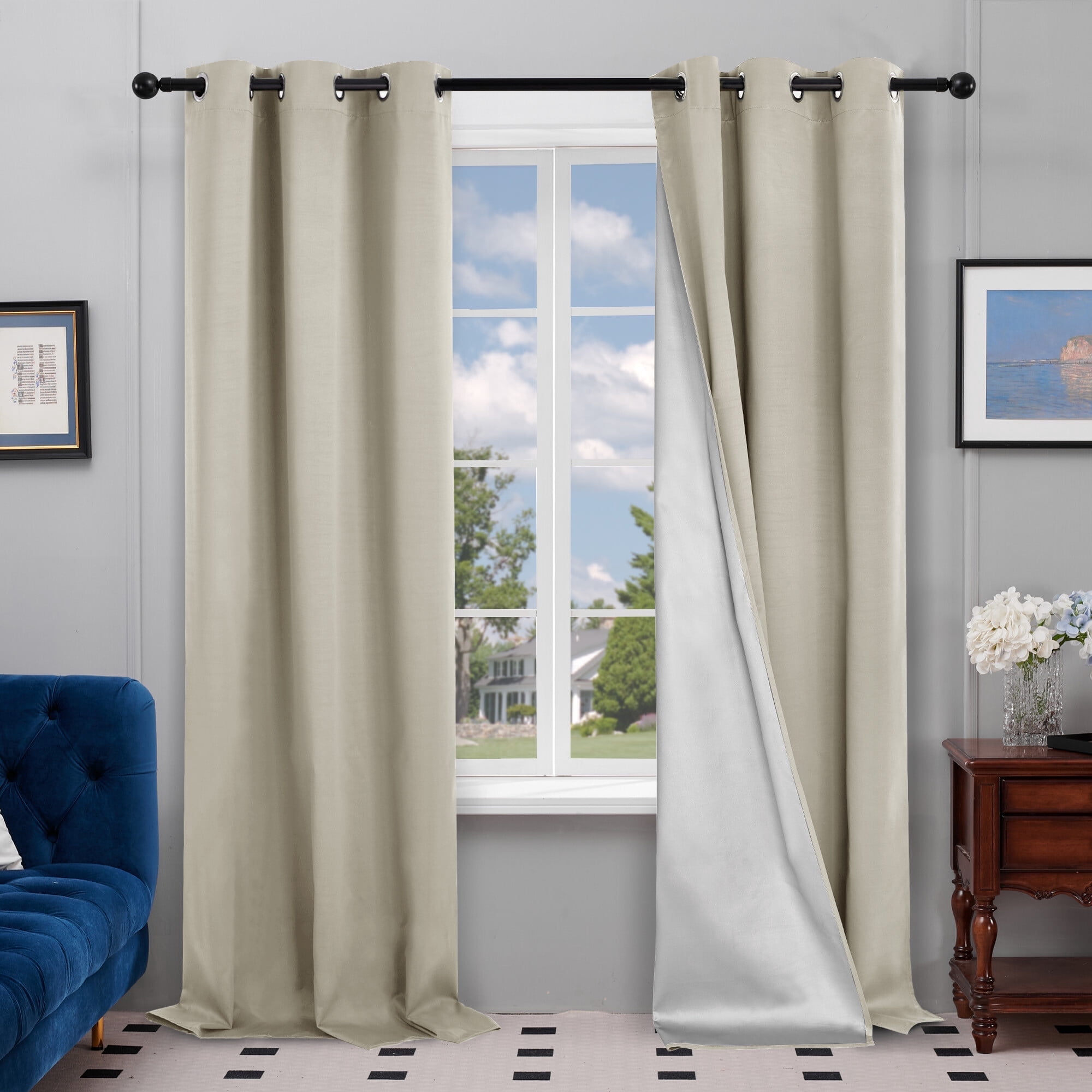 Deconovo Blackout Curtains Light Blocking Drapes with Back Silver ...