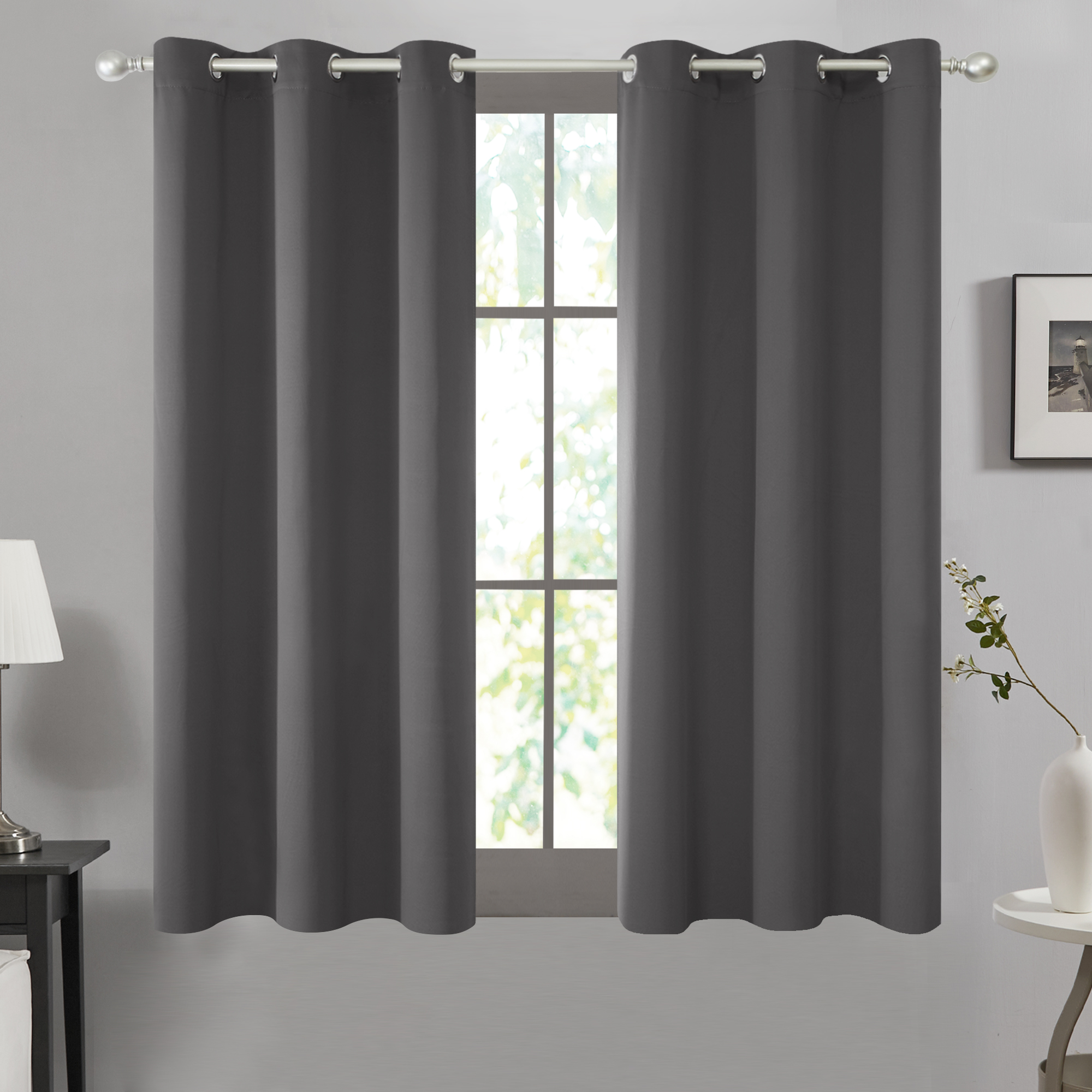Deconovo Gray Blackout Curtains for Bedroom, 84 inch Long, Grommet ...