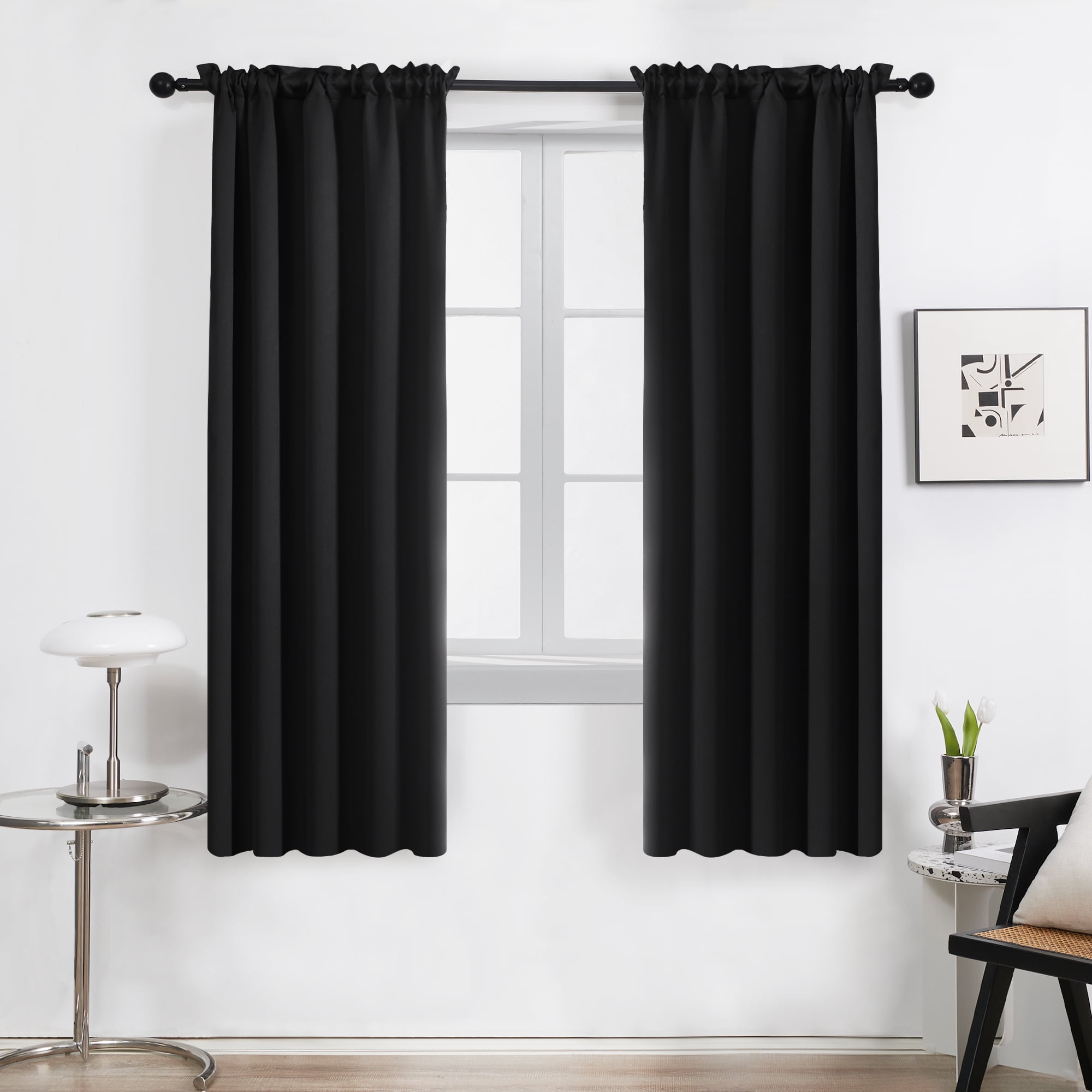 Deconovo Blackout Curtains 2 42x45in Insulated Panels, Small Kitchen ...