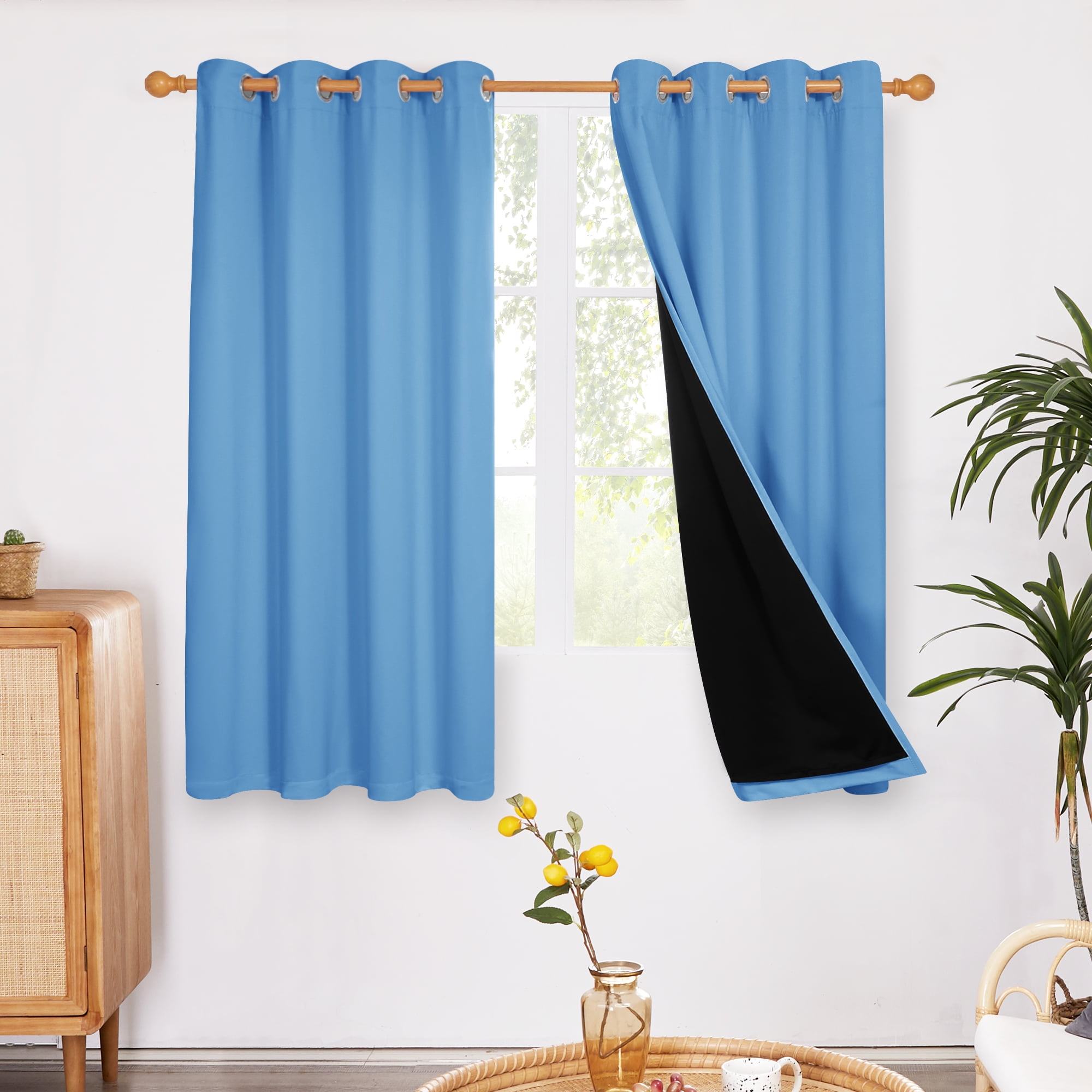 Deconovo Blackout Curtains for Bedroom Short Window Drapes with Liner ...