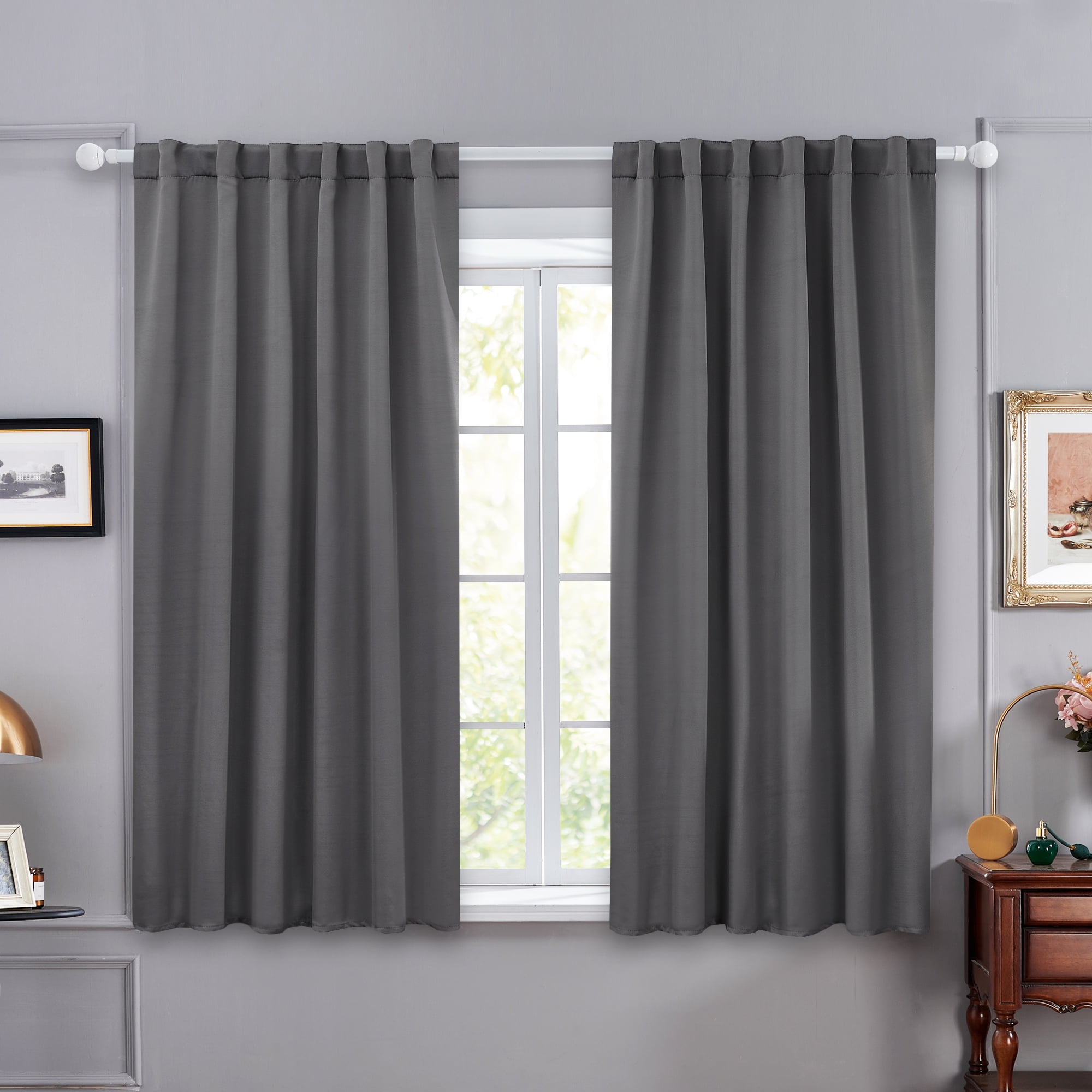 Deconovo Blackout Curtains for Kitchen Window Back Tab and Rod Pocket ...