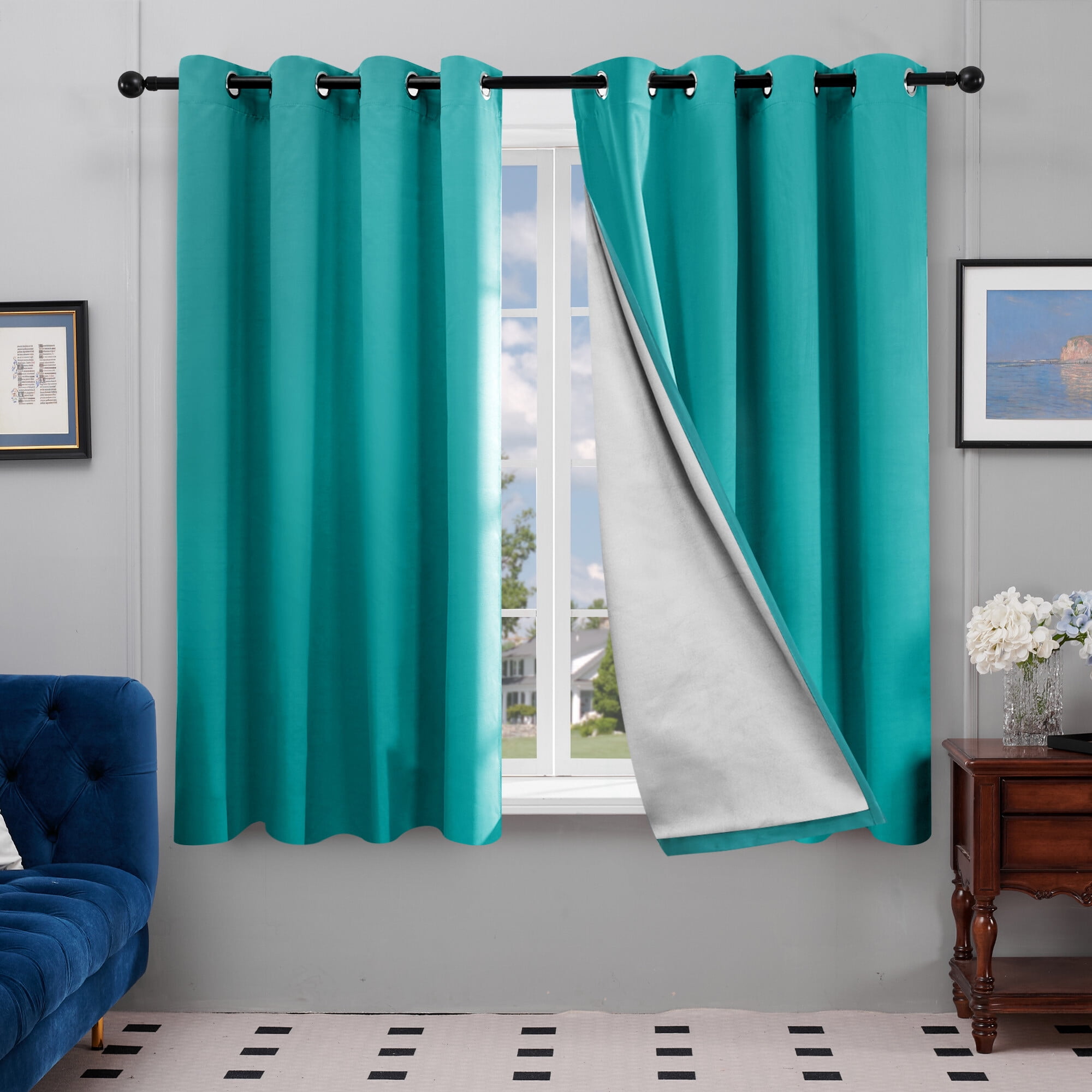 Deconovo Polyester Blackout Drapes with Silver Liner, Light Blocker for ...