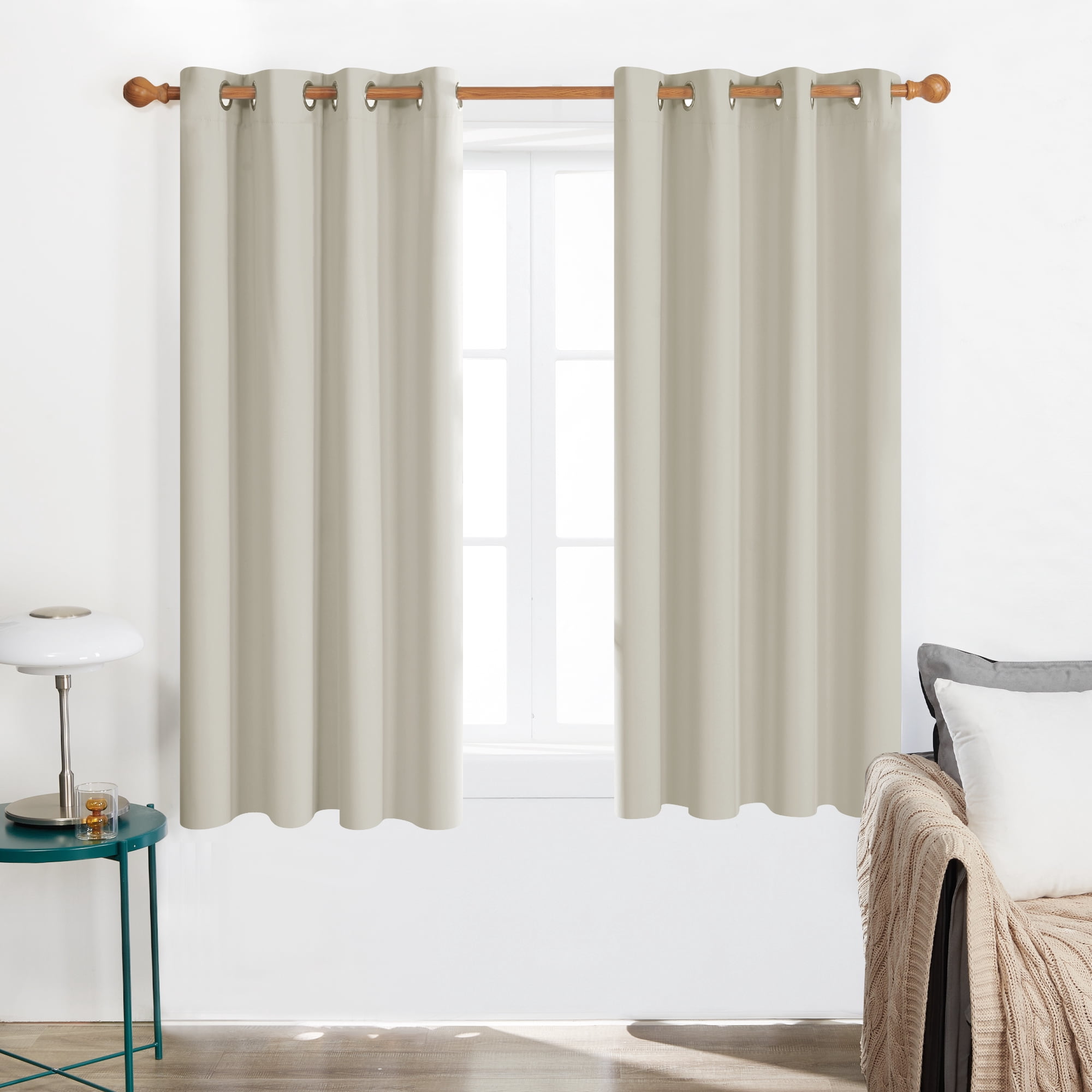Deconovo Blackout Drapes Grommet Window Curtains Light Beige Blackout ...