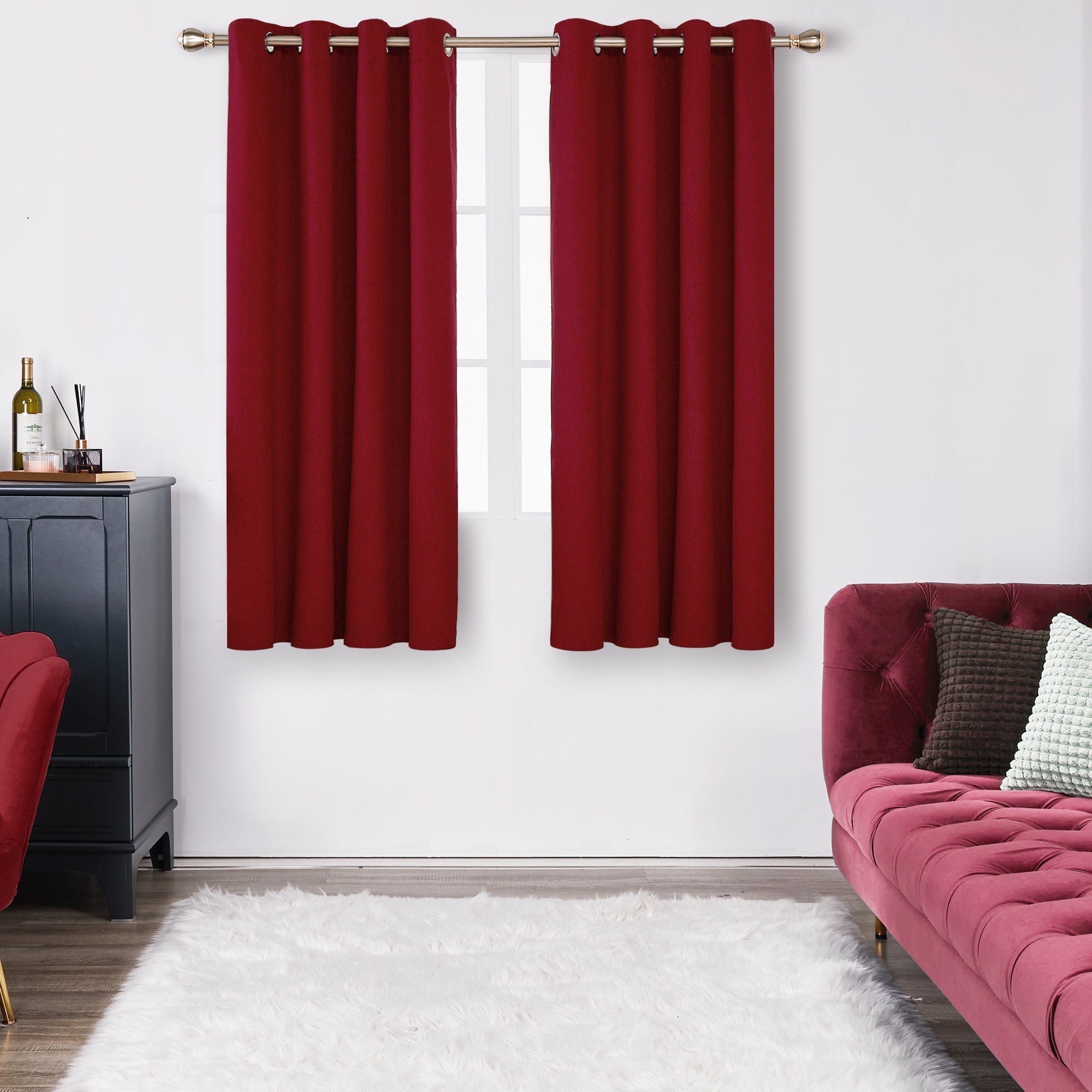 Deconovo Christmas Red Curtians 100% Blackout Curtains , 45 Length ...