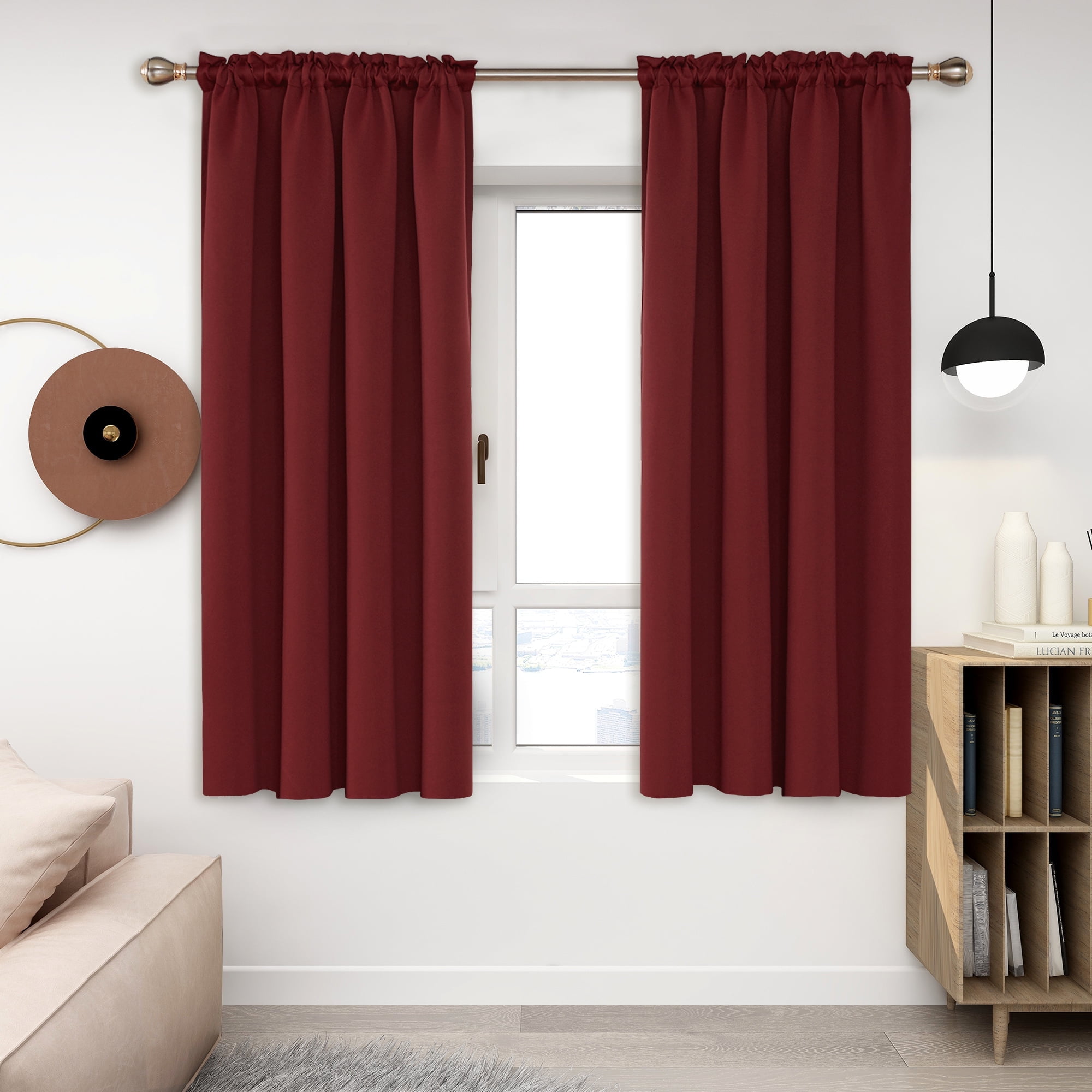 Deconovo Crimson Red Blackout Curtains, Thermal Insulated, Room ...