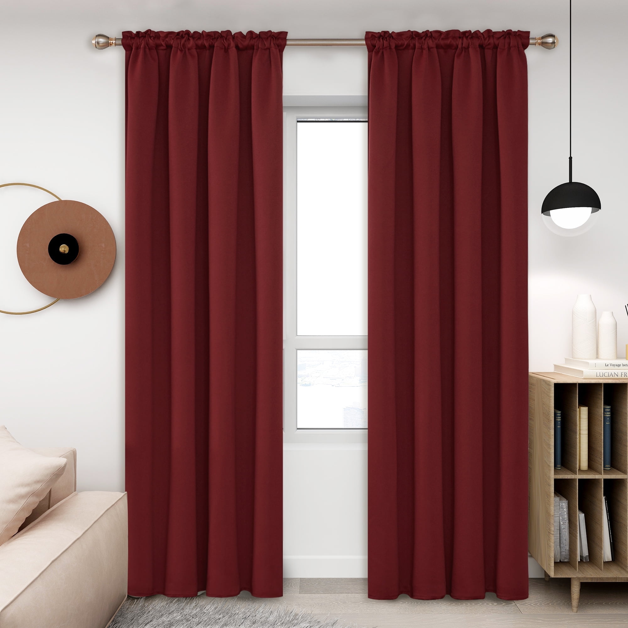 Deconovo Crimson Red Blackout Curtains Rod Pocket Thermal Insulated ...