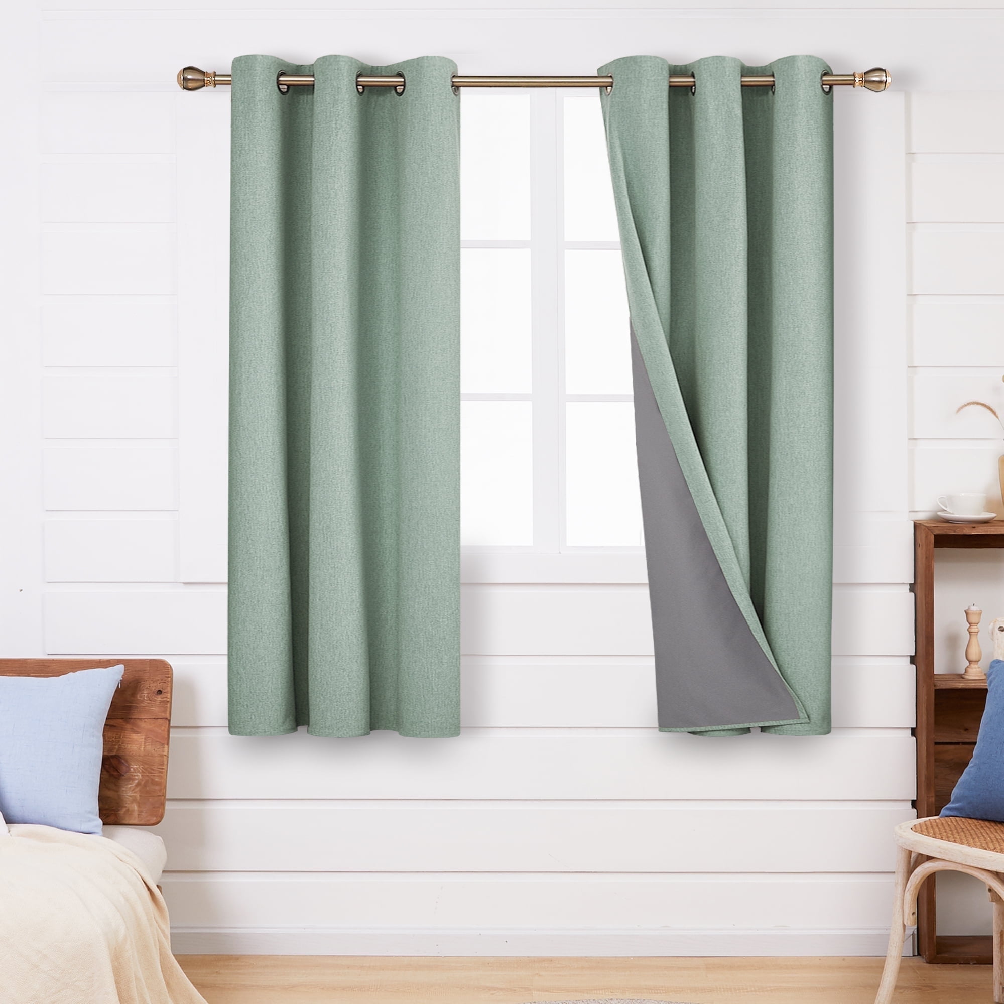 Deconovo 100% Blackout Curtains for Bedroom 63 inch Lengthn Pack of 2 ...