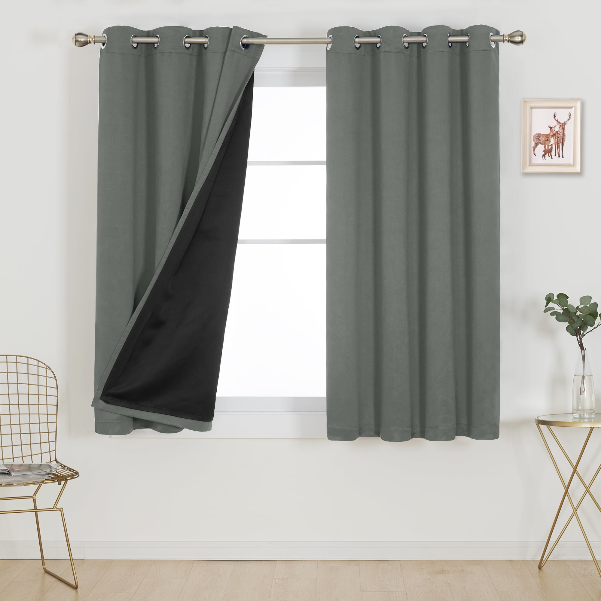 Deconovo Dark Gray Thermal Insulated Blackout Curtains, Grommet Panels ...