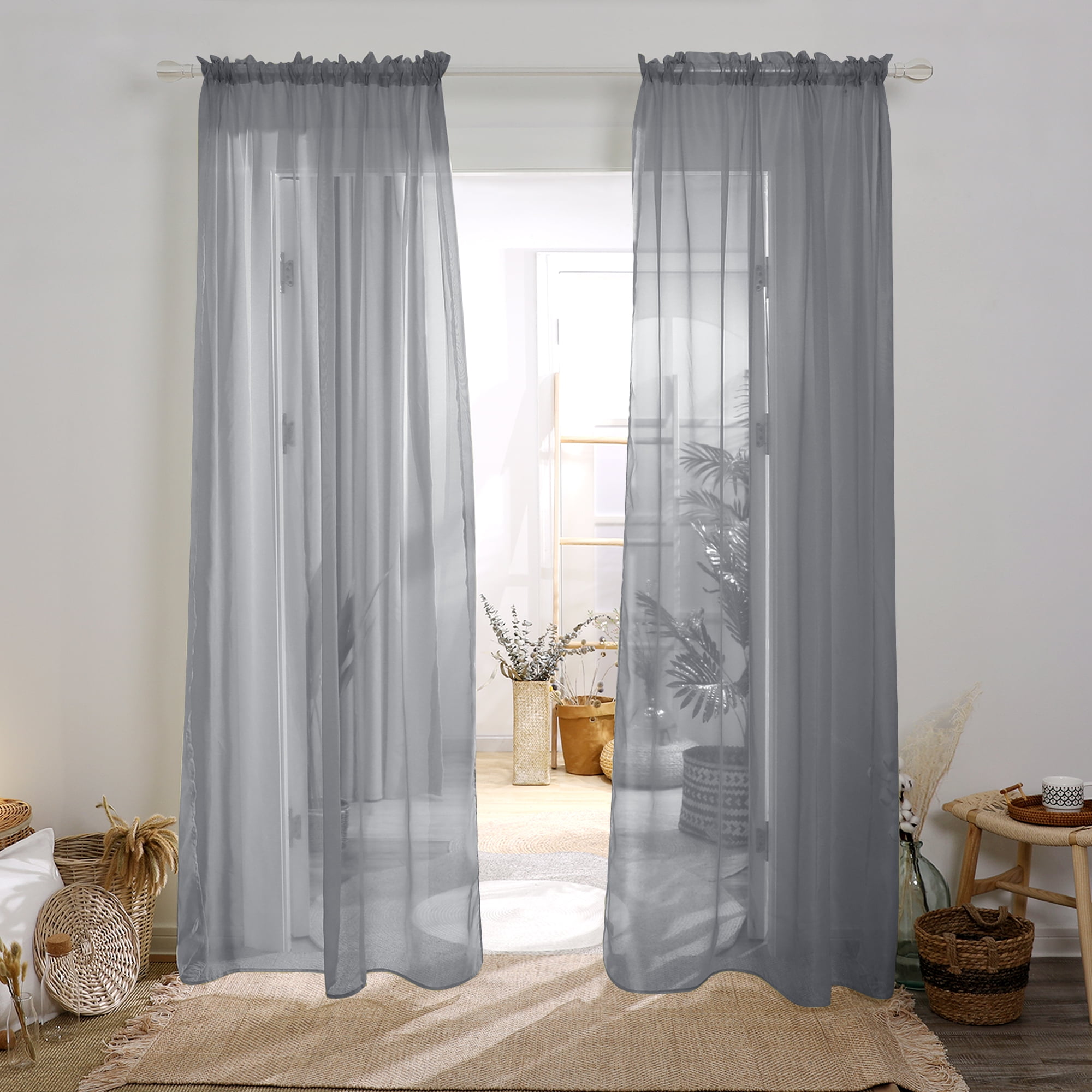 Deconovo Decorative Sheer Curtains Sheer Voile Window Treatment for ...