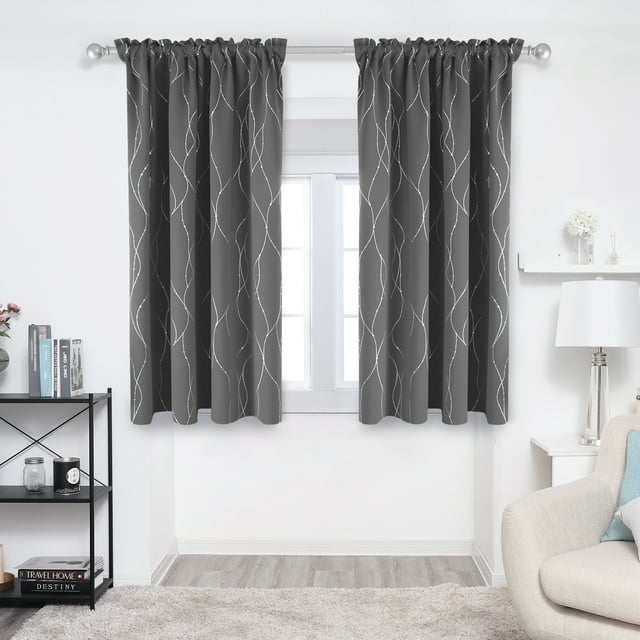 Deconovo Bedroom Blackout Curtains, 52W x 63L inch, Foil Printed Drapes, 2 Panels - Walmart.com
