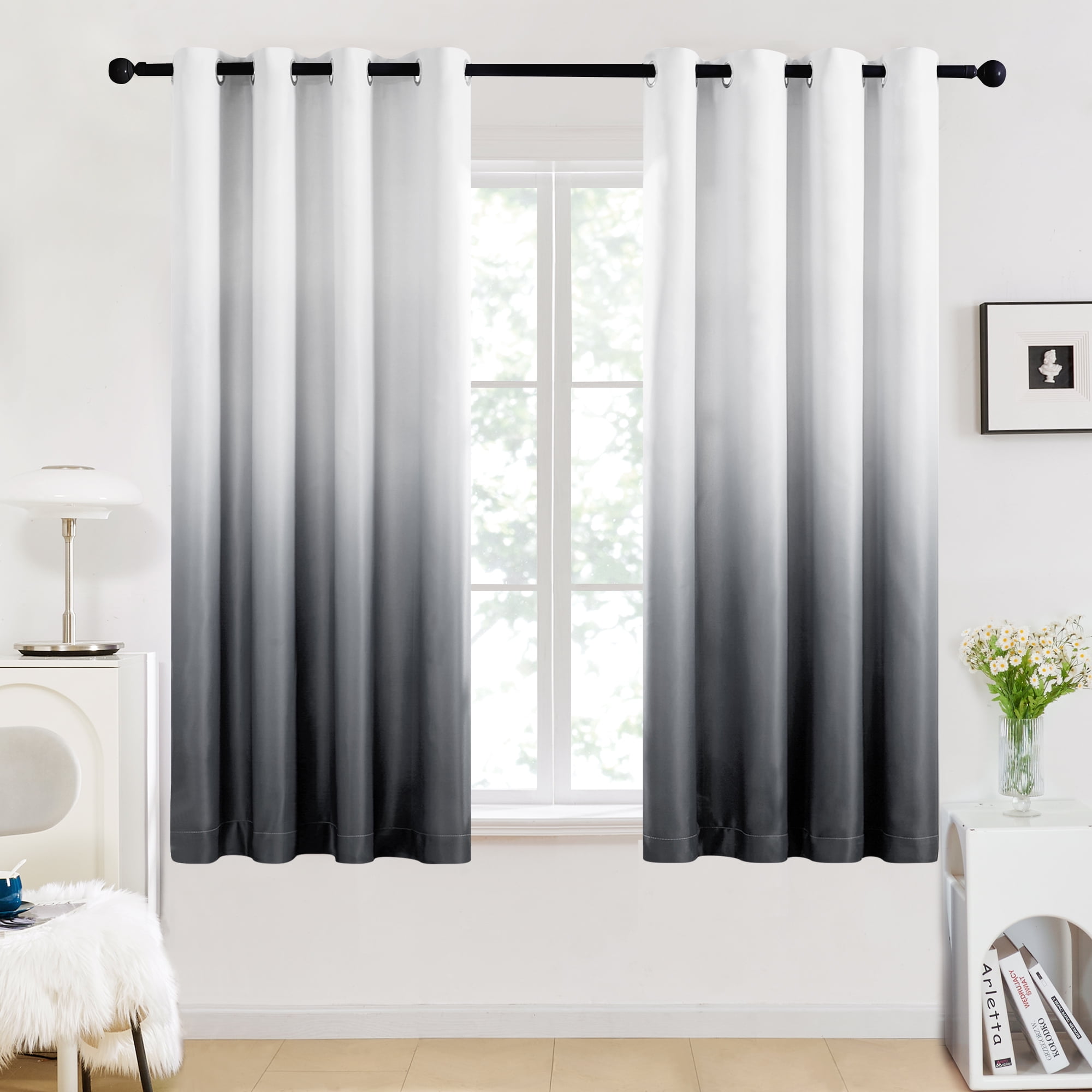 Deconovo Gray Blackout Curtains for Living Room - 2 Ombre Room ...