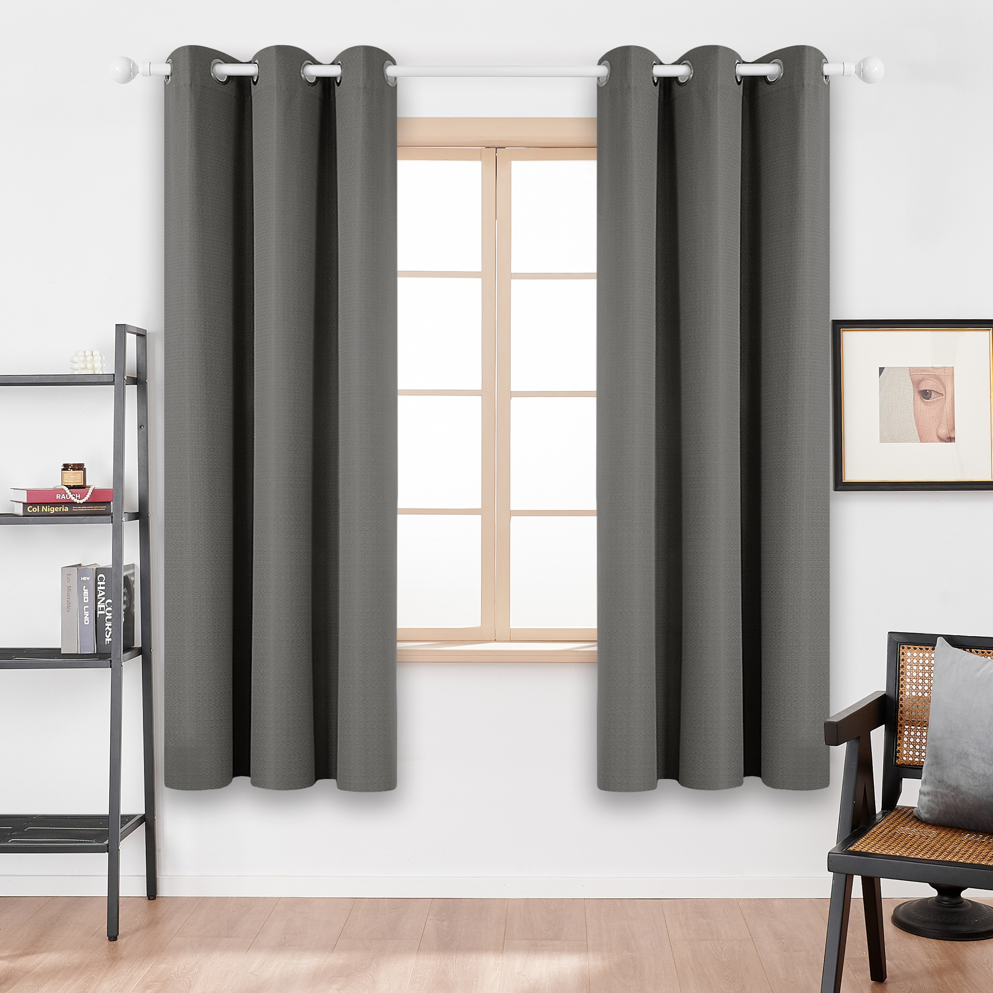 Deconovo Gray Room Darkening Curtains for Bedroom, Textured Window ...