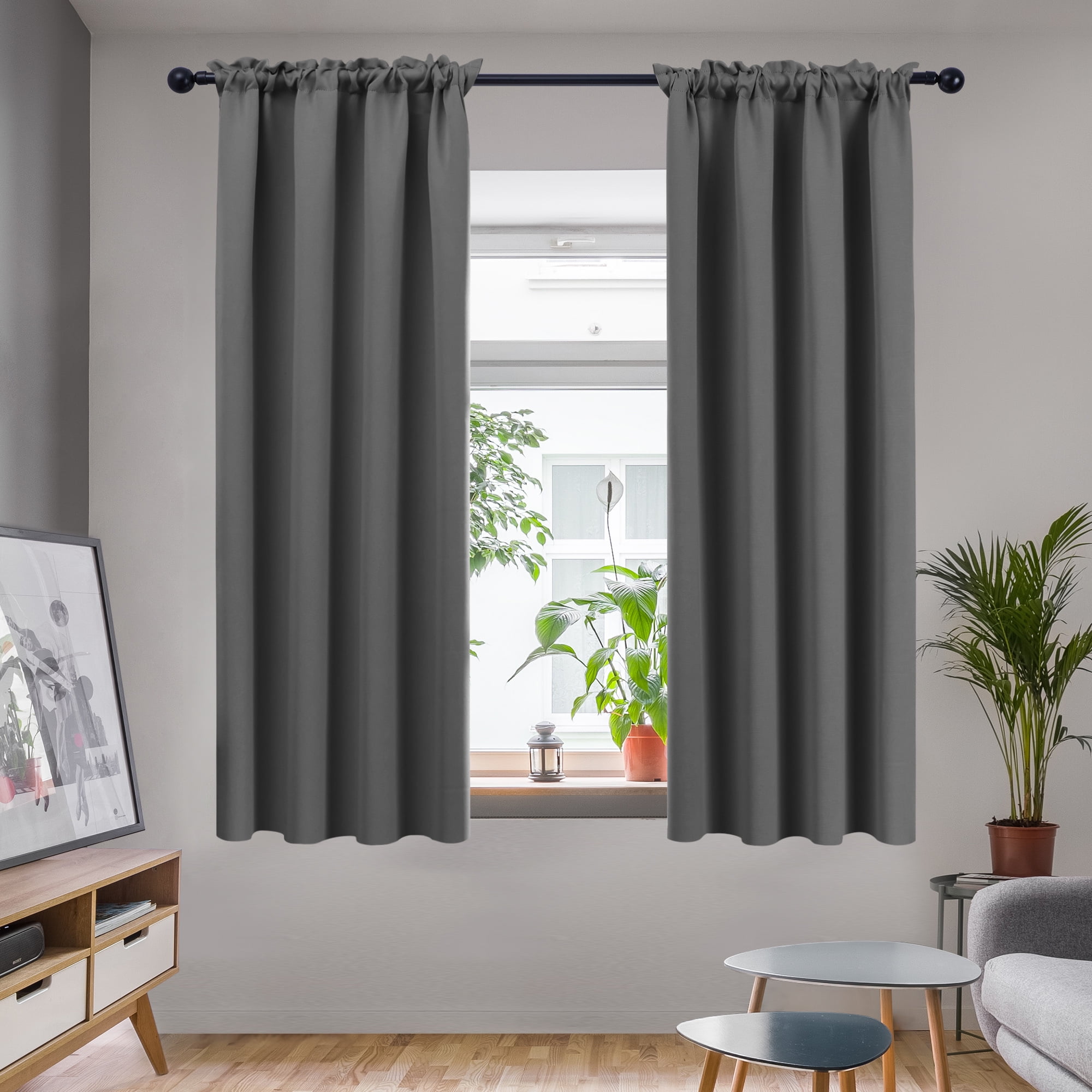 Deconovo Grey Blackout Curtains, Dark & Thermal Insulated for Living ...