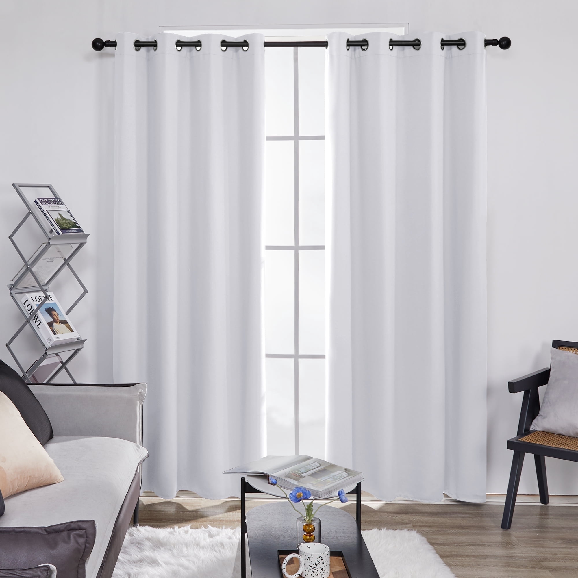 ZOPZO Grommet Blackout Curtains, Thermal Insulated, Star White, 52x84 ...