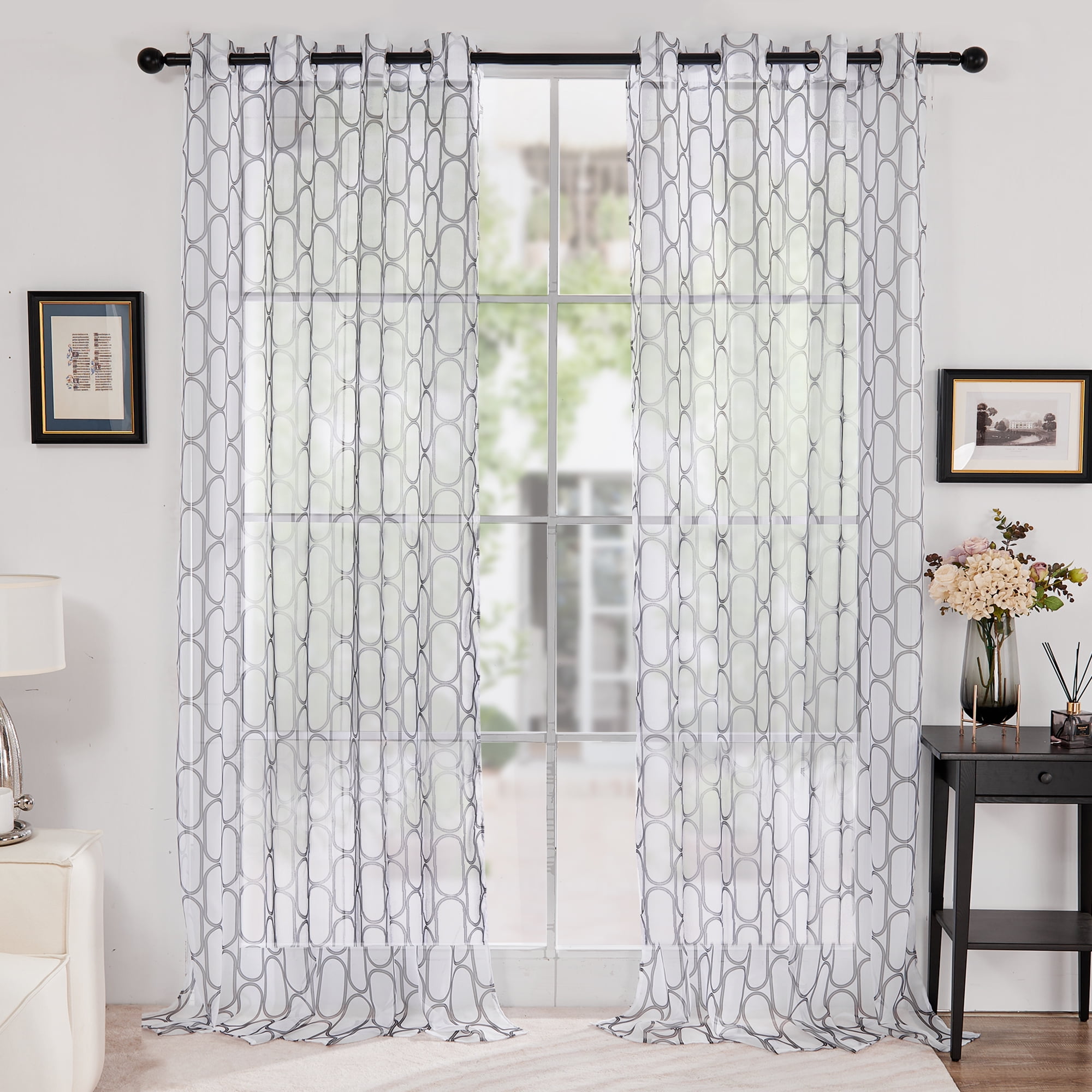 Deconovo Grommet Sheer Curtains for Living Room - Classic White Sheer ...