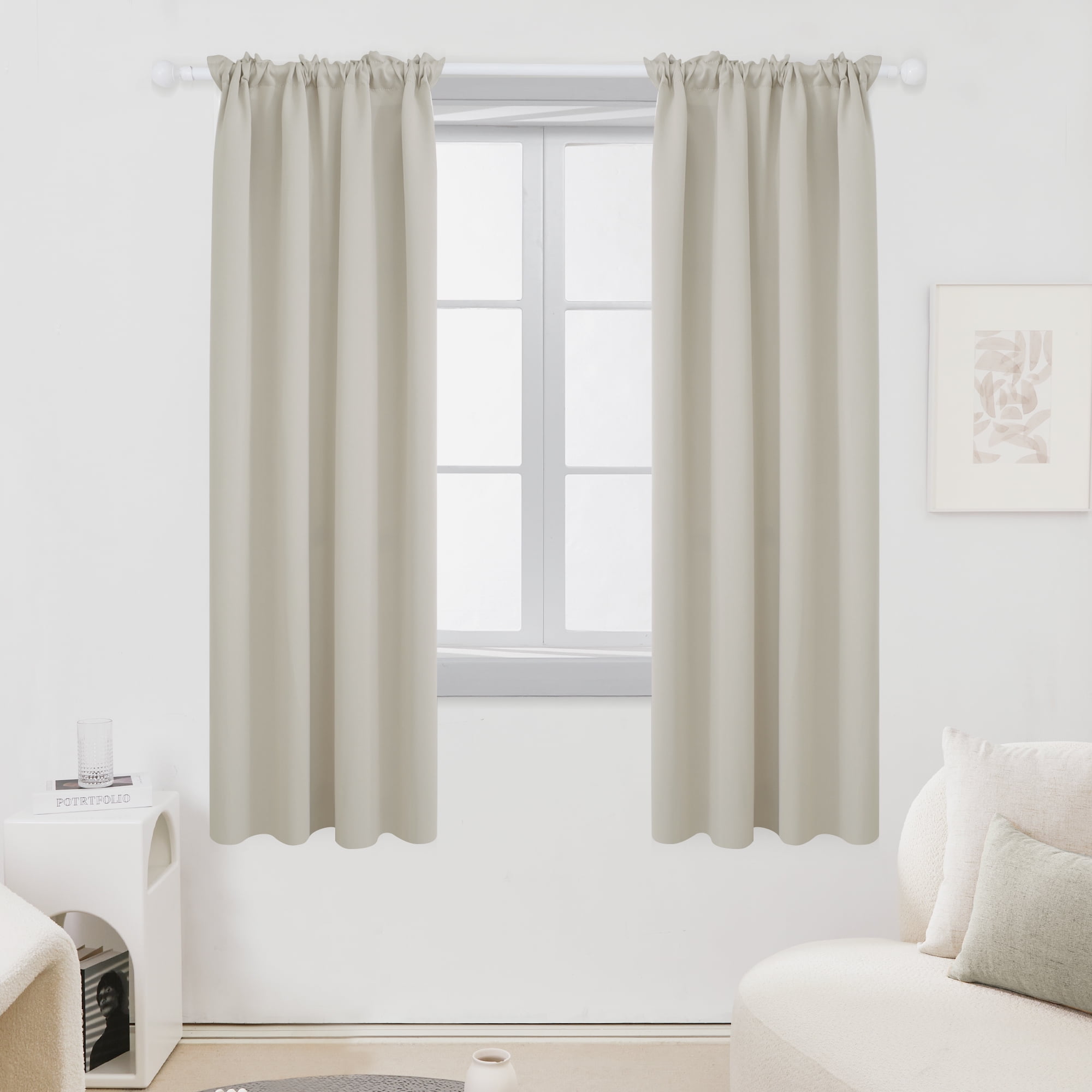 Deconovo Blackout Kitchen Curtains, 45 inch Long, Rod Pocket, Room ...