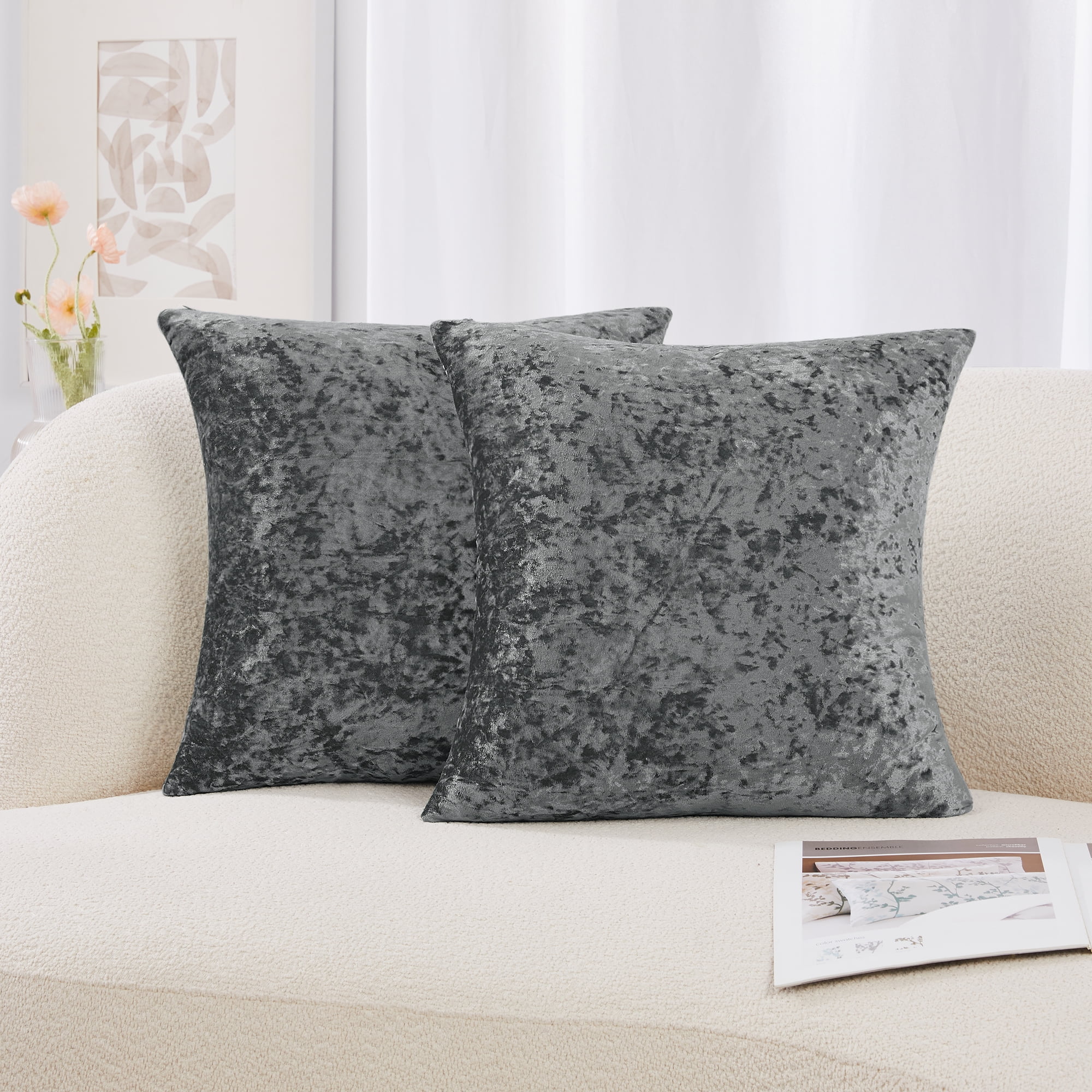 Deconovo Large Sofa Pillow Covers 26x26 inch, Velvet Throw Pillows ...