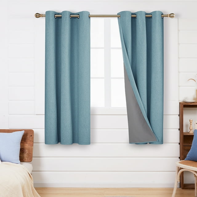 Deconovo Linen Blackout Curtains 72 inch Length, 2 Panels Total Light ...