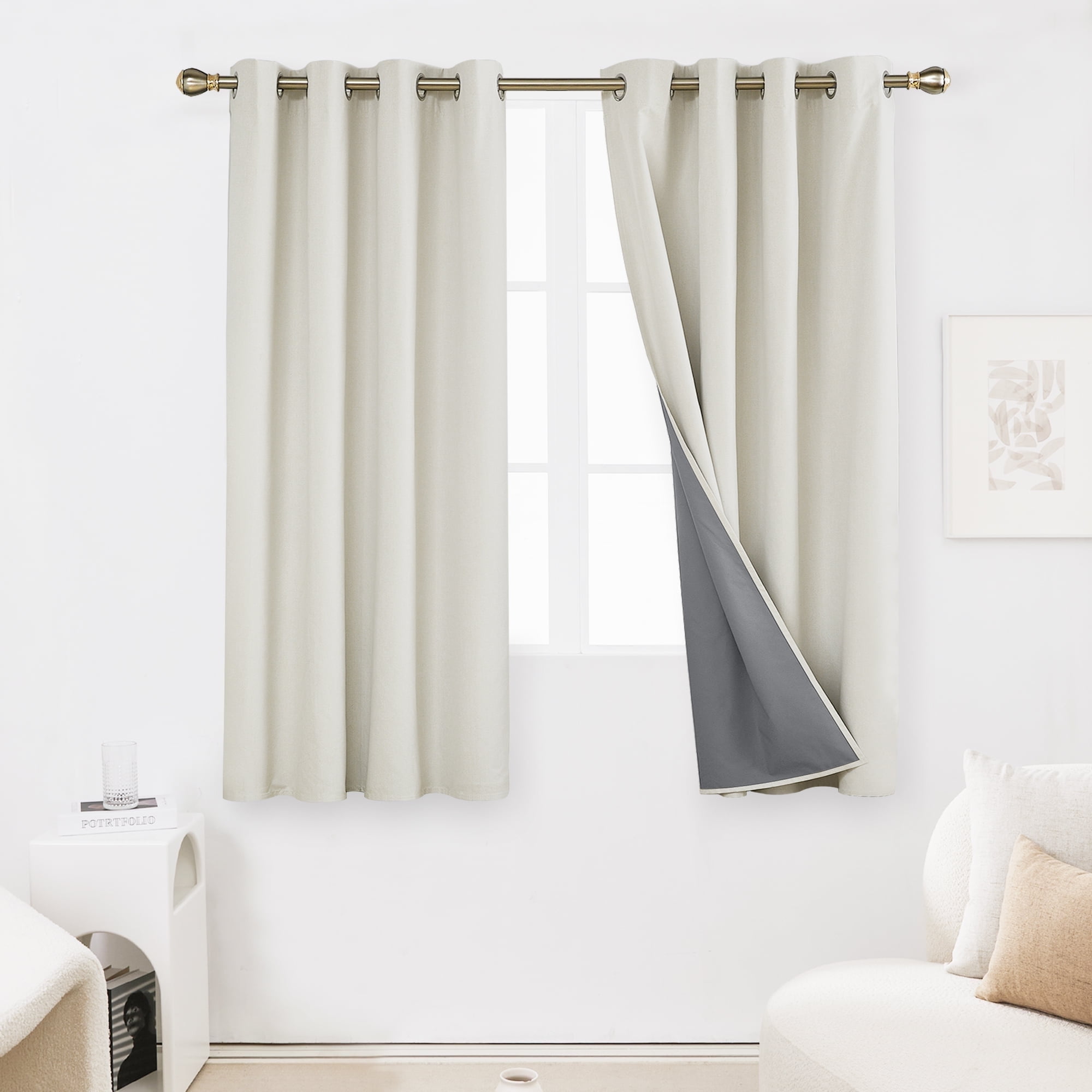 Deconovo Linen Look Blackout Curtains, Thermal Insulated, Light ...