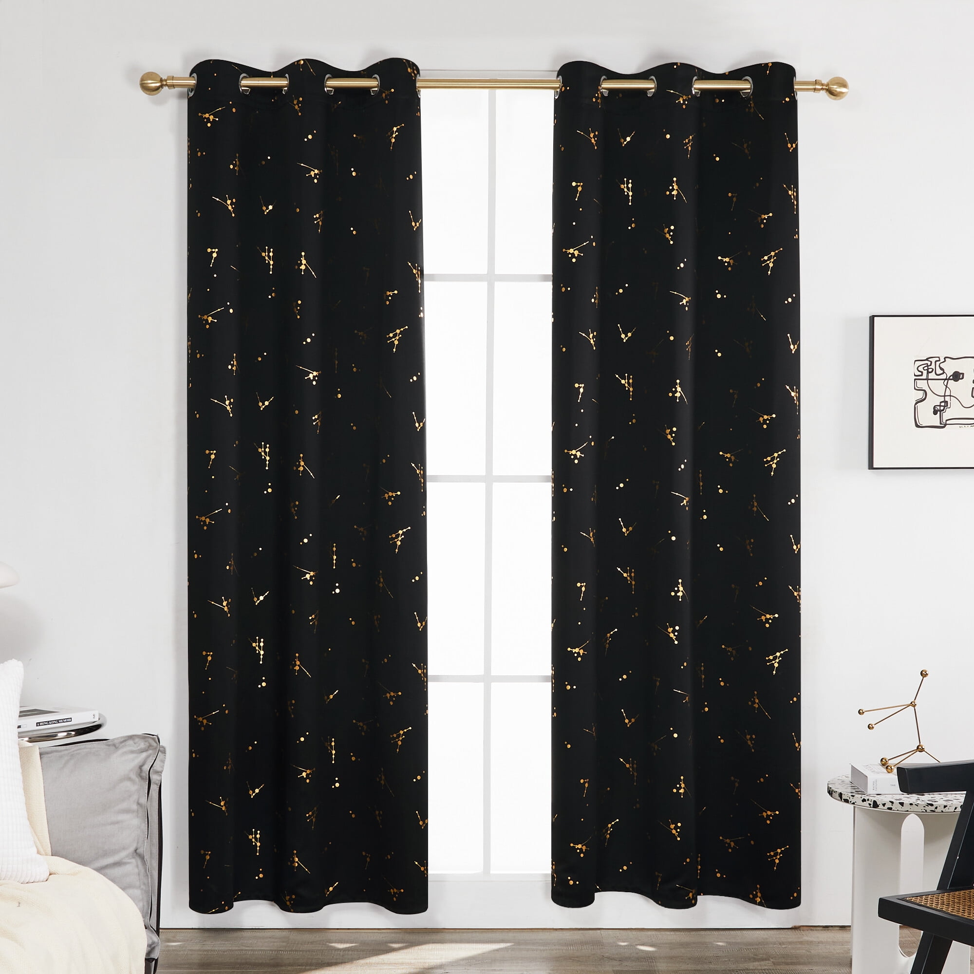 Deconovo Long Blackout Curtains, Constellation Pattern Foil Printed ...