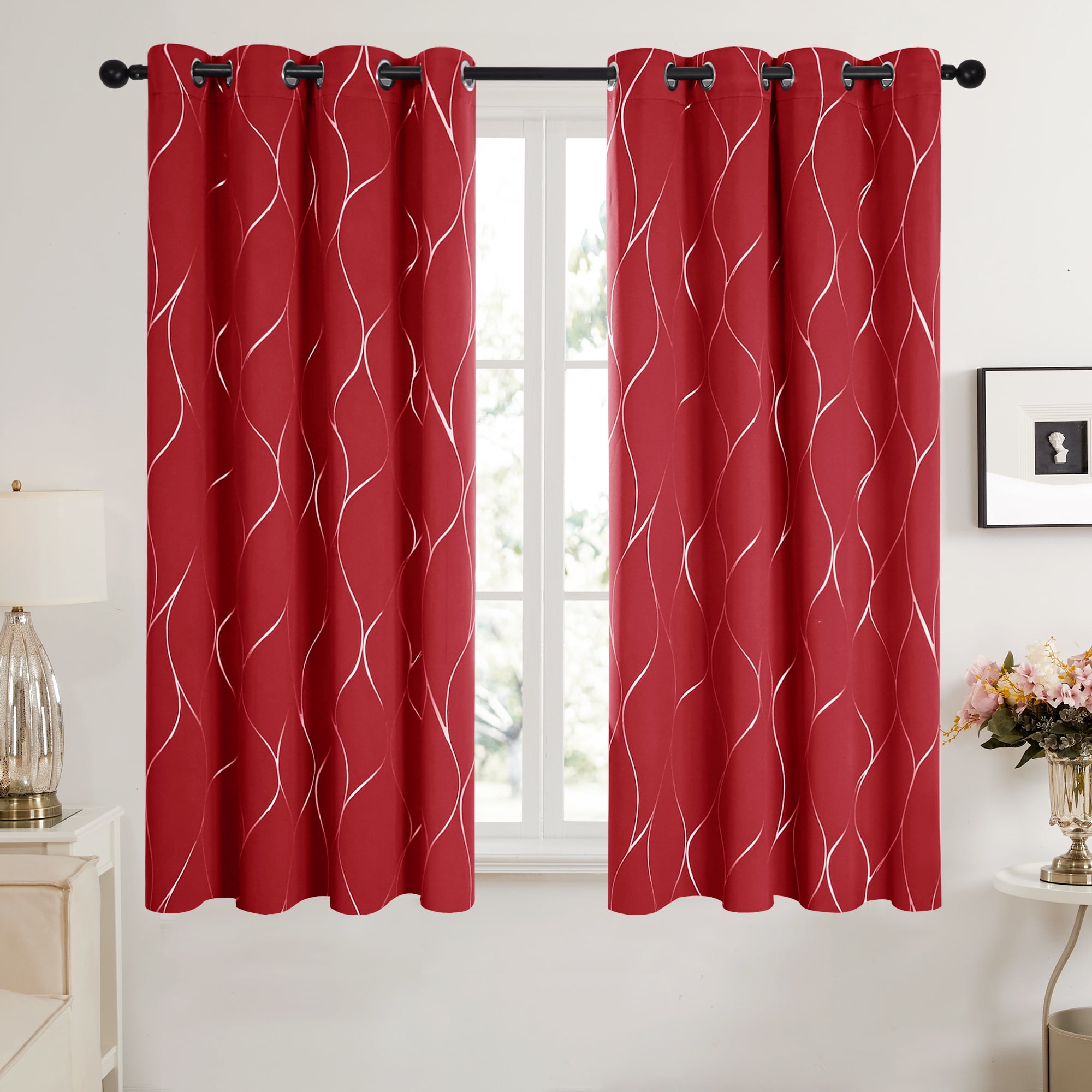 Deconovo New Year Red Blackout Curtains for Bedroom, 2 Panels, Thermal ...