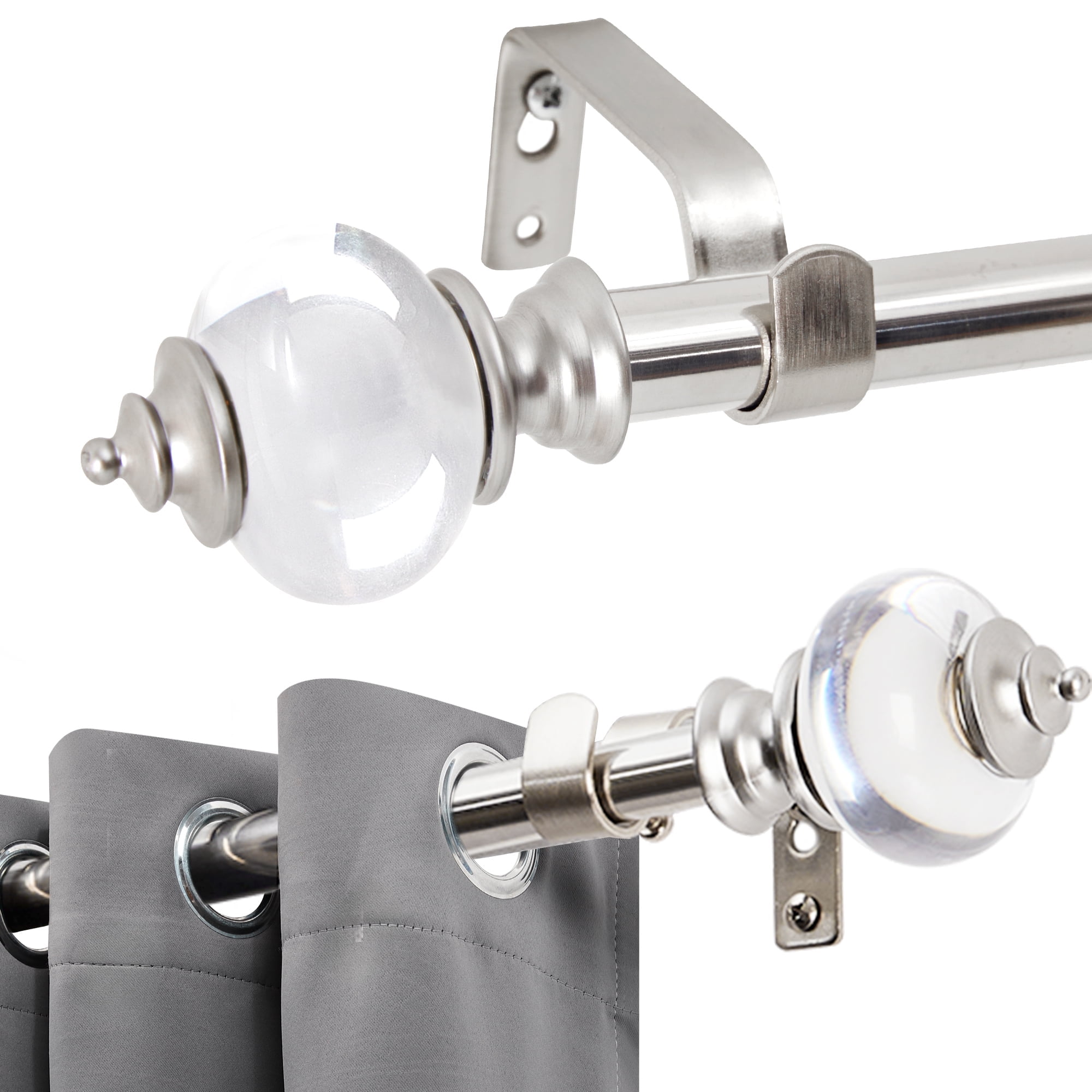 Deconovo Nickel Curtain Rods for Windows 30" - 48", 3/4 inch Diameter ...