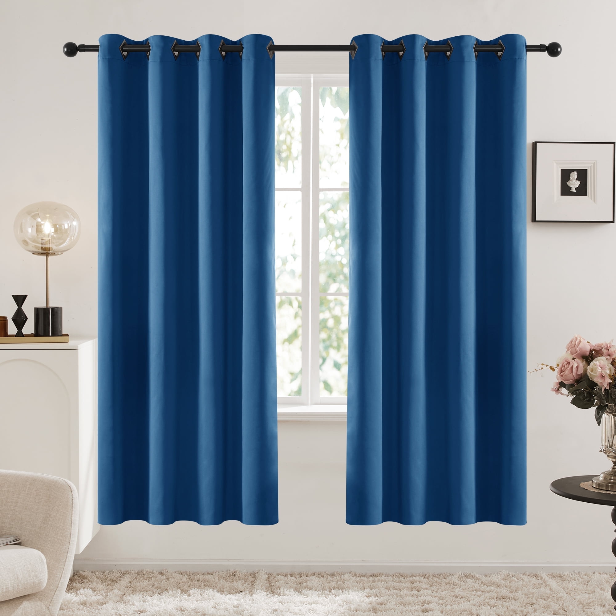 "Deconovo Ocean Blue Insulated Blackout Curtains, Thermal, Energy ...