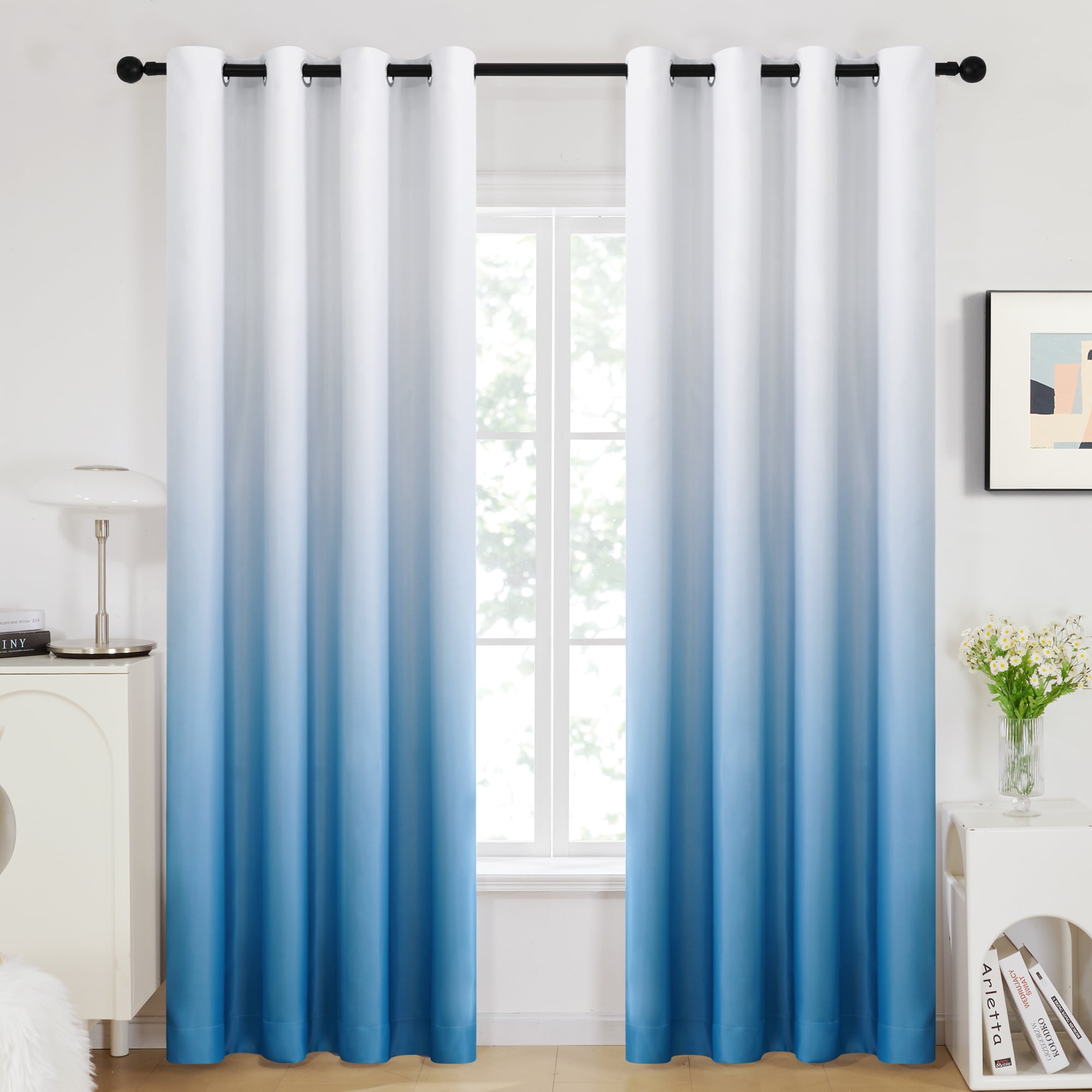 Deconovo Ombre Curtains for Living Room - 2 Gradient Blackout Grommet ...