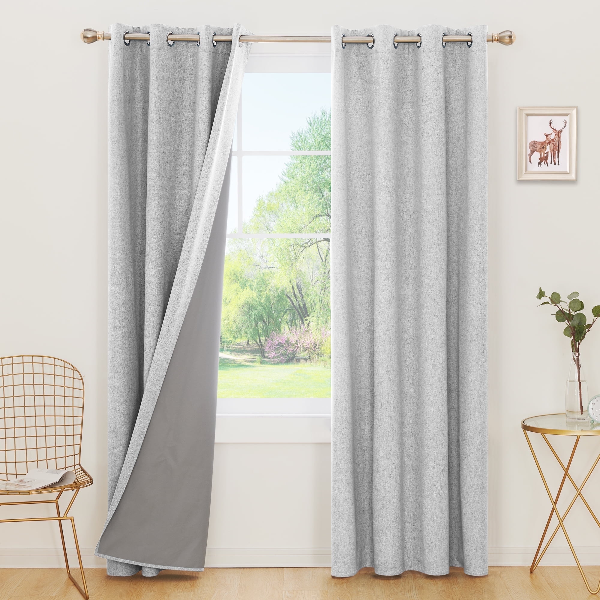 Deconovo Outdoor Curtains 95 inch Long Set of 2, Light Gray 100% ...