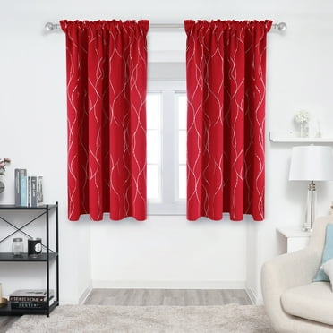 Deconovo Red Blackout Curtains Rod Pocket Drapes Window Curtains for ...