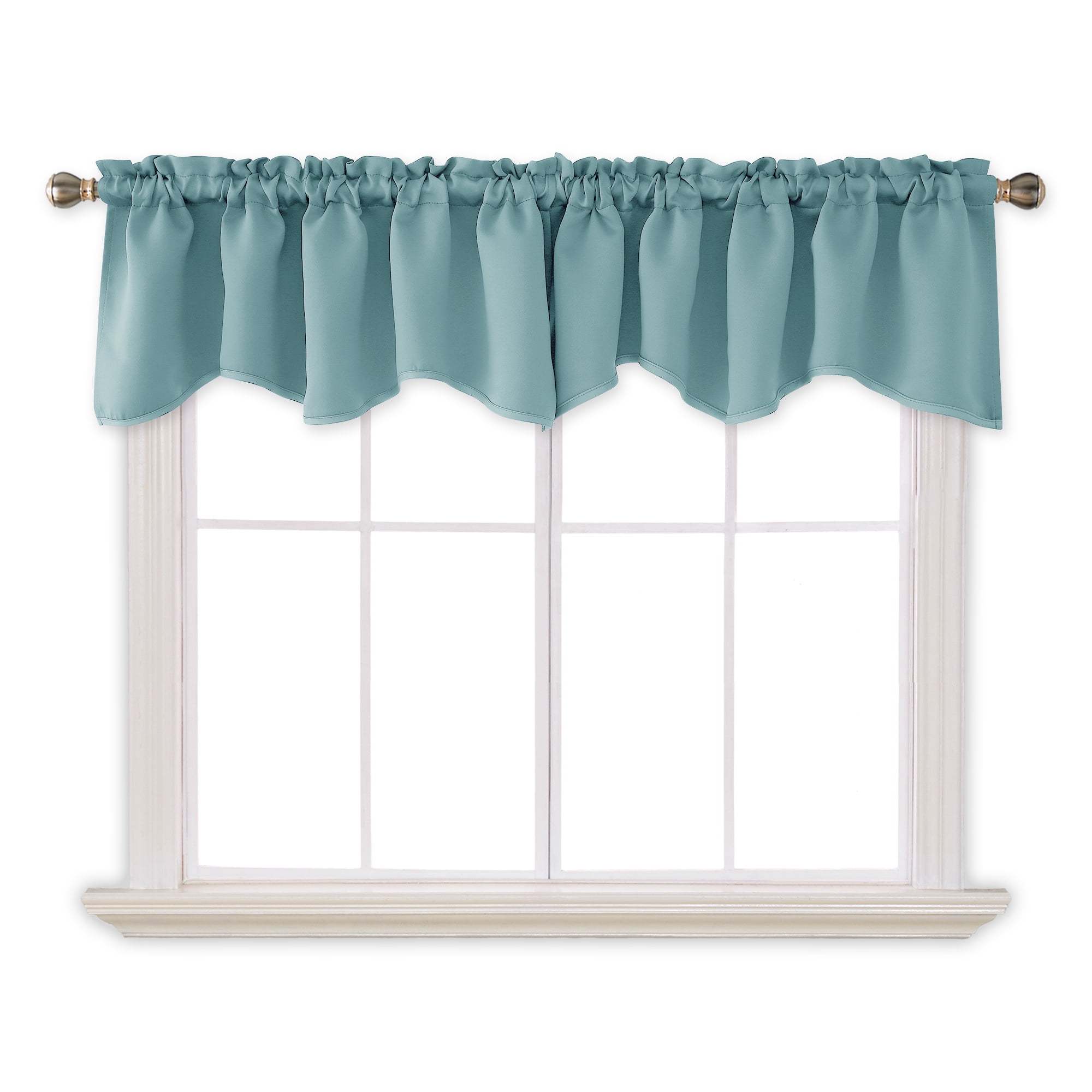 Deconovo Rod Pocket Kitchen Valances Solid Blackout Scalloped Valances ...