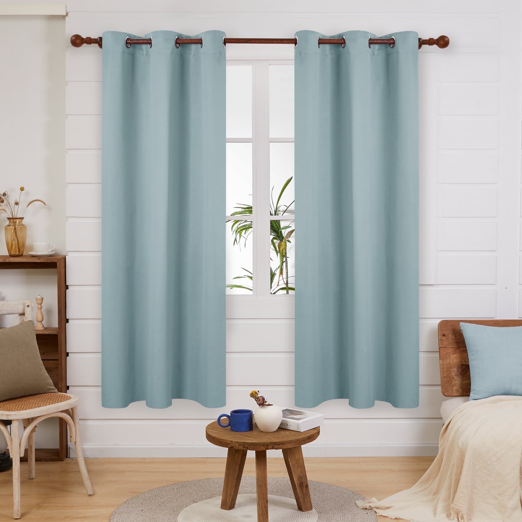 Deconovo Blackout Curtains for Kids Room, 38x63in Baby Blue, 2 Panels ...