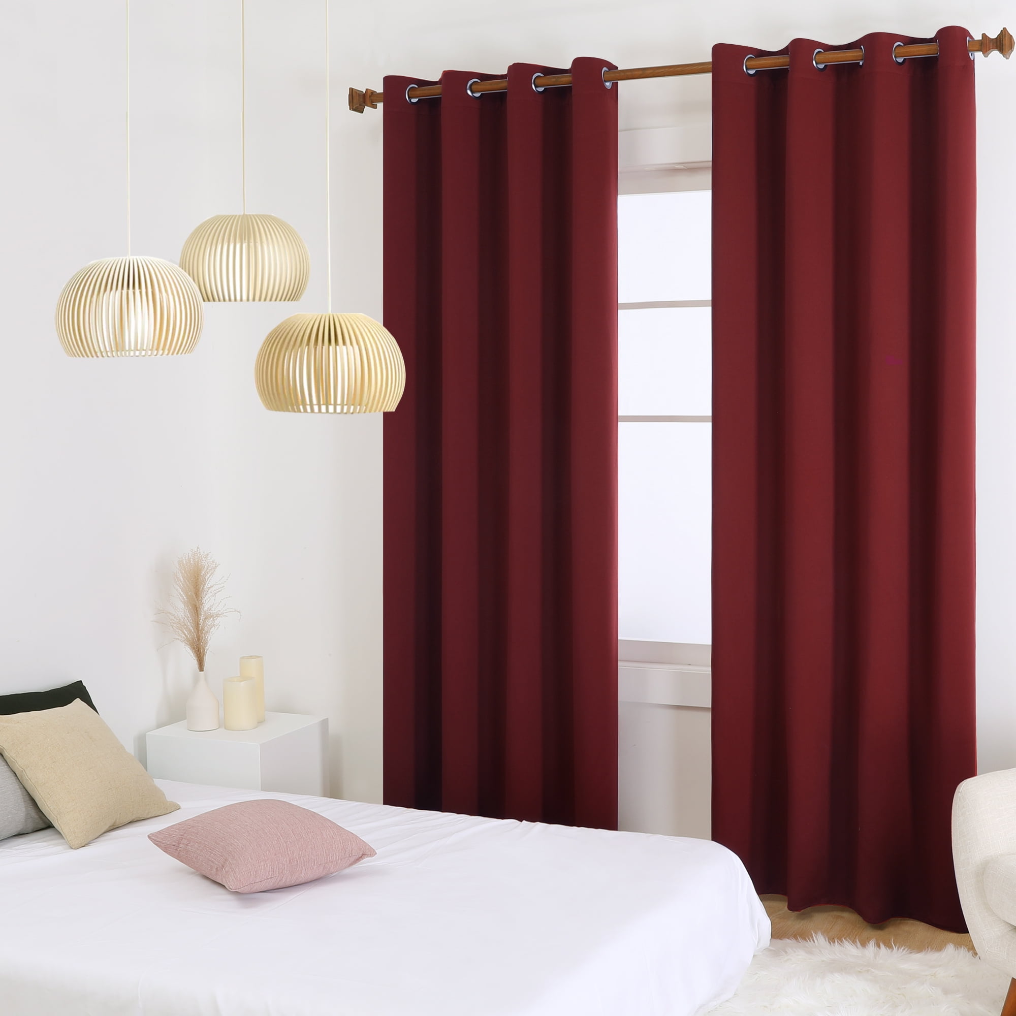 Deconovo Thermal Insulated Blackout Curtains, 55Wx84L inch Dark Red 2 ...