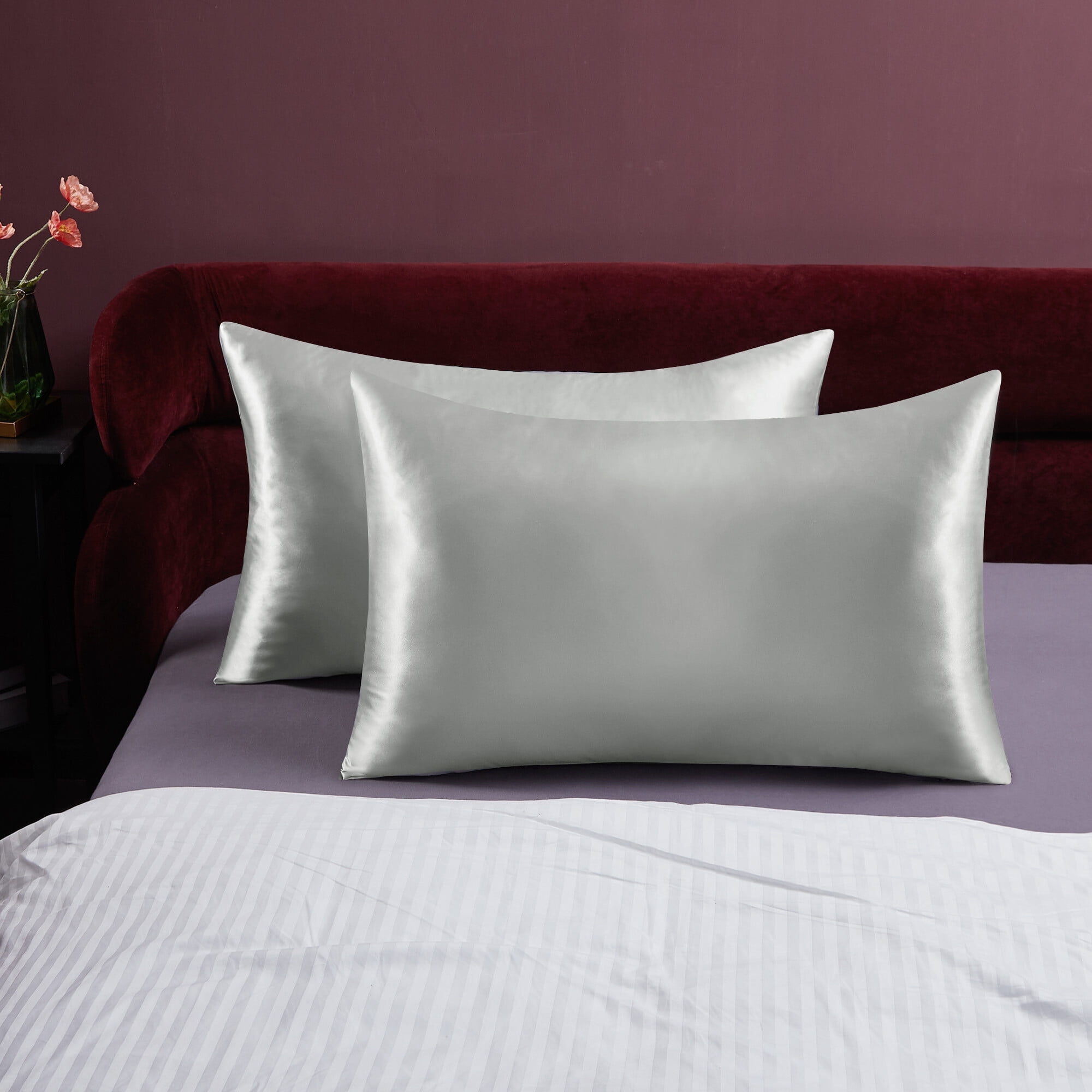 Deconovo Satin Pillowcase for Bed Standard Set of 2 - Silk Pillow ...