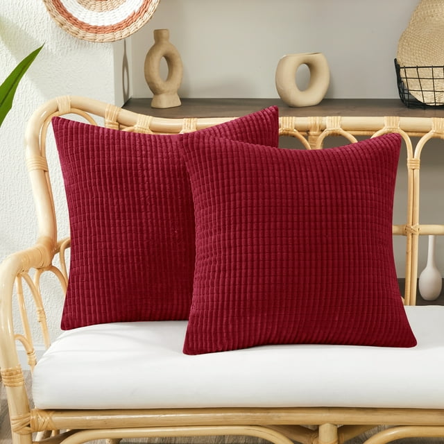 Deconovo 24x24 inch Square Zippered Decorative Corduroy Striped Cushion ...