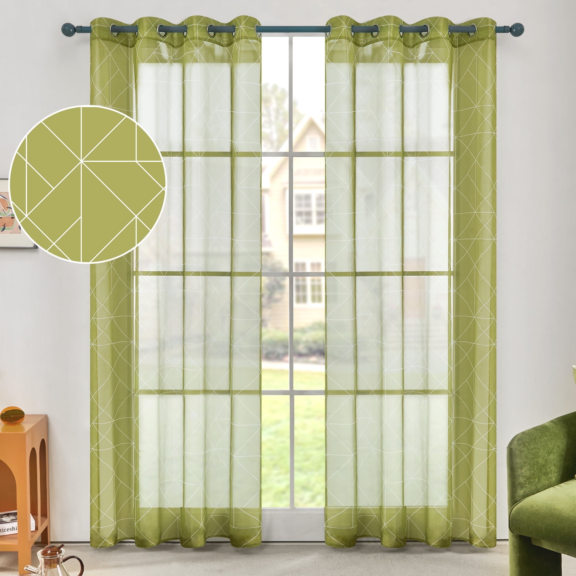 Deconovo Sheer Window Treatments for Living Room, Modern Digital ...