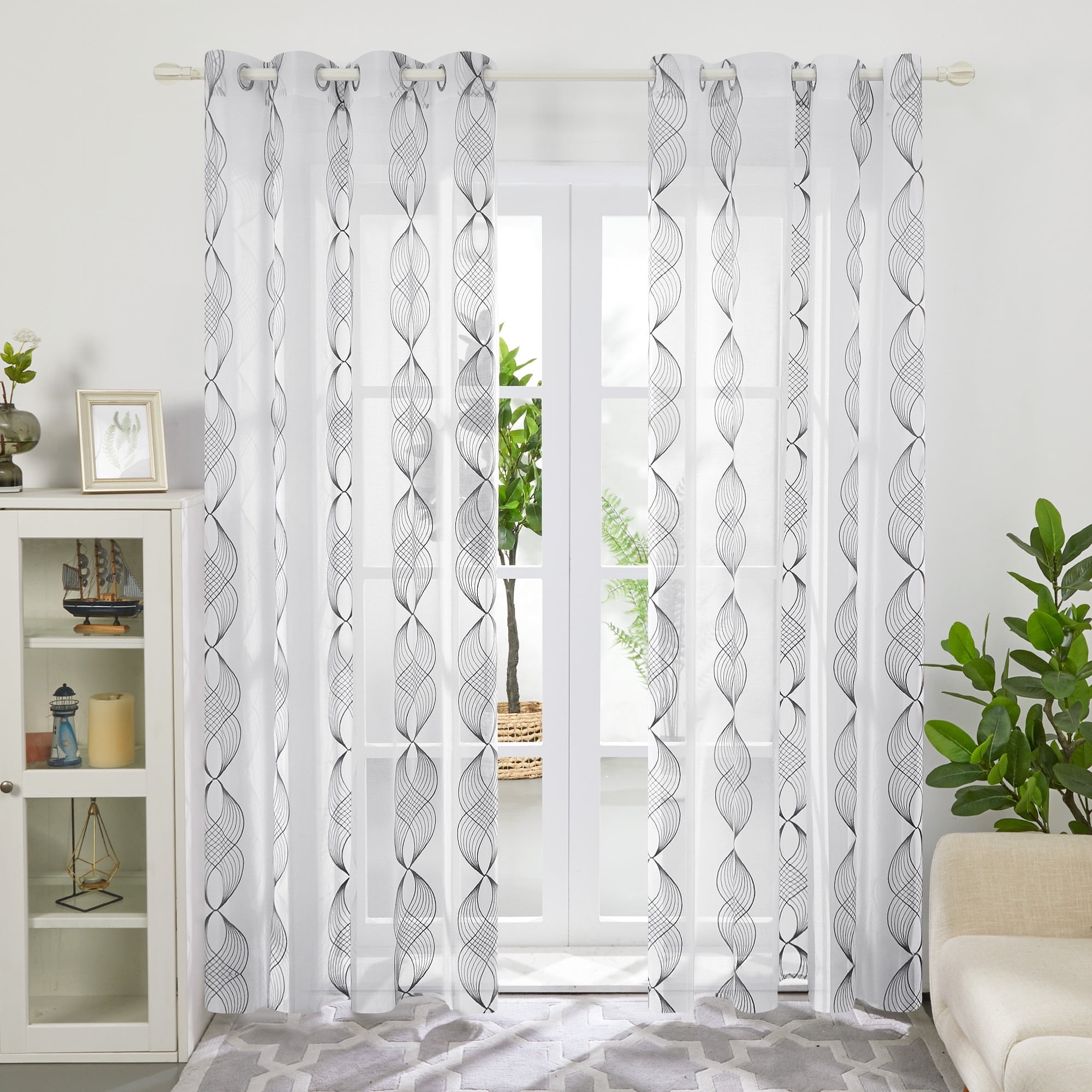 Deconovo Sheer Window Curtains Light Filtering Curtain Panels for ...
