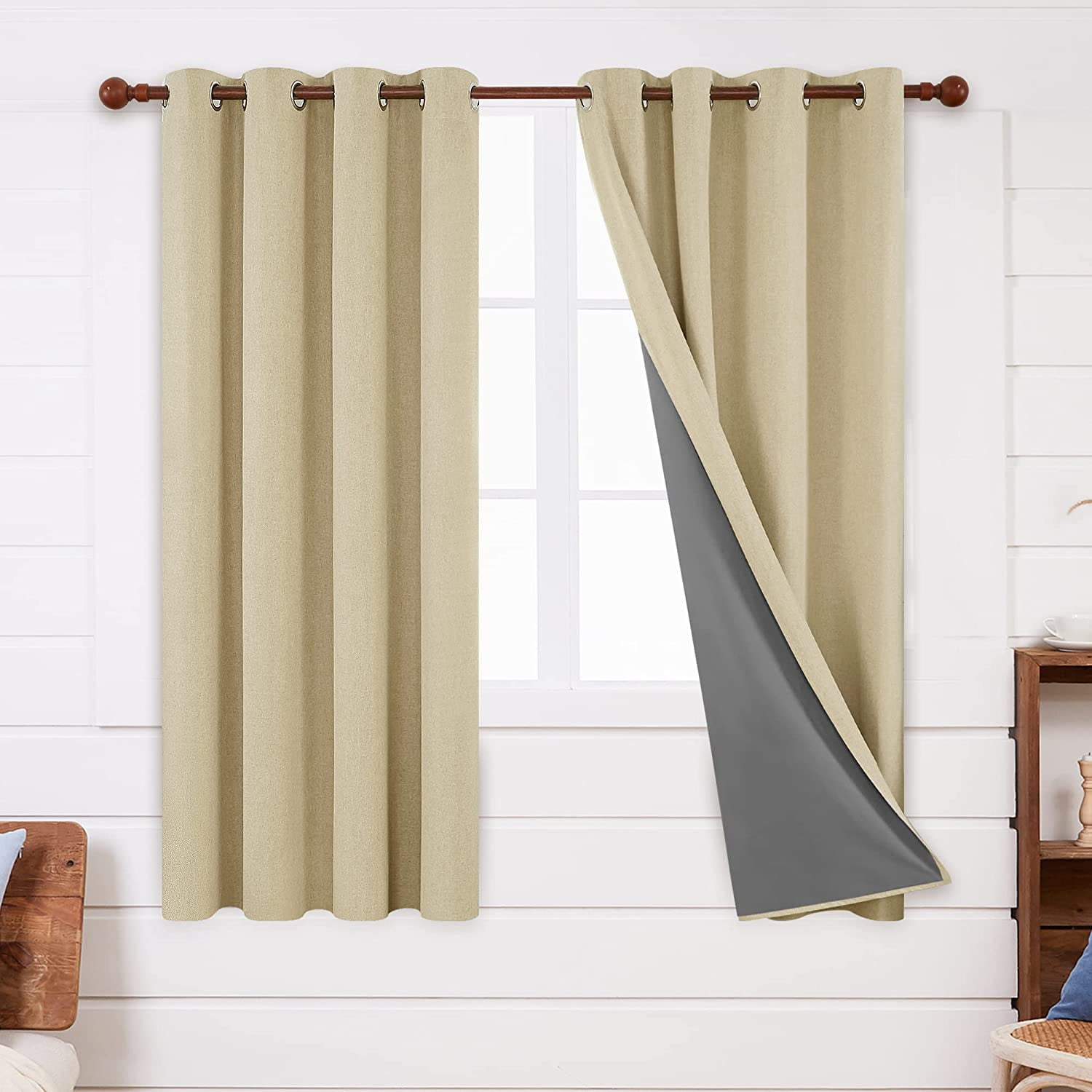 Deconovo Short Blackout Curtains for Bedroom, 45 Inch Length 2 Panels ...