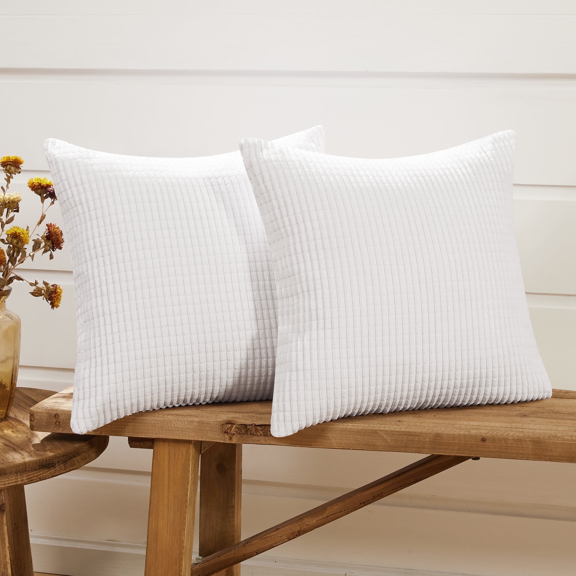 Deconovo Spring Set of 2 Corduroy Striped Cushion Covers, 24x24 inch ...
