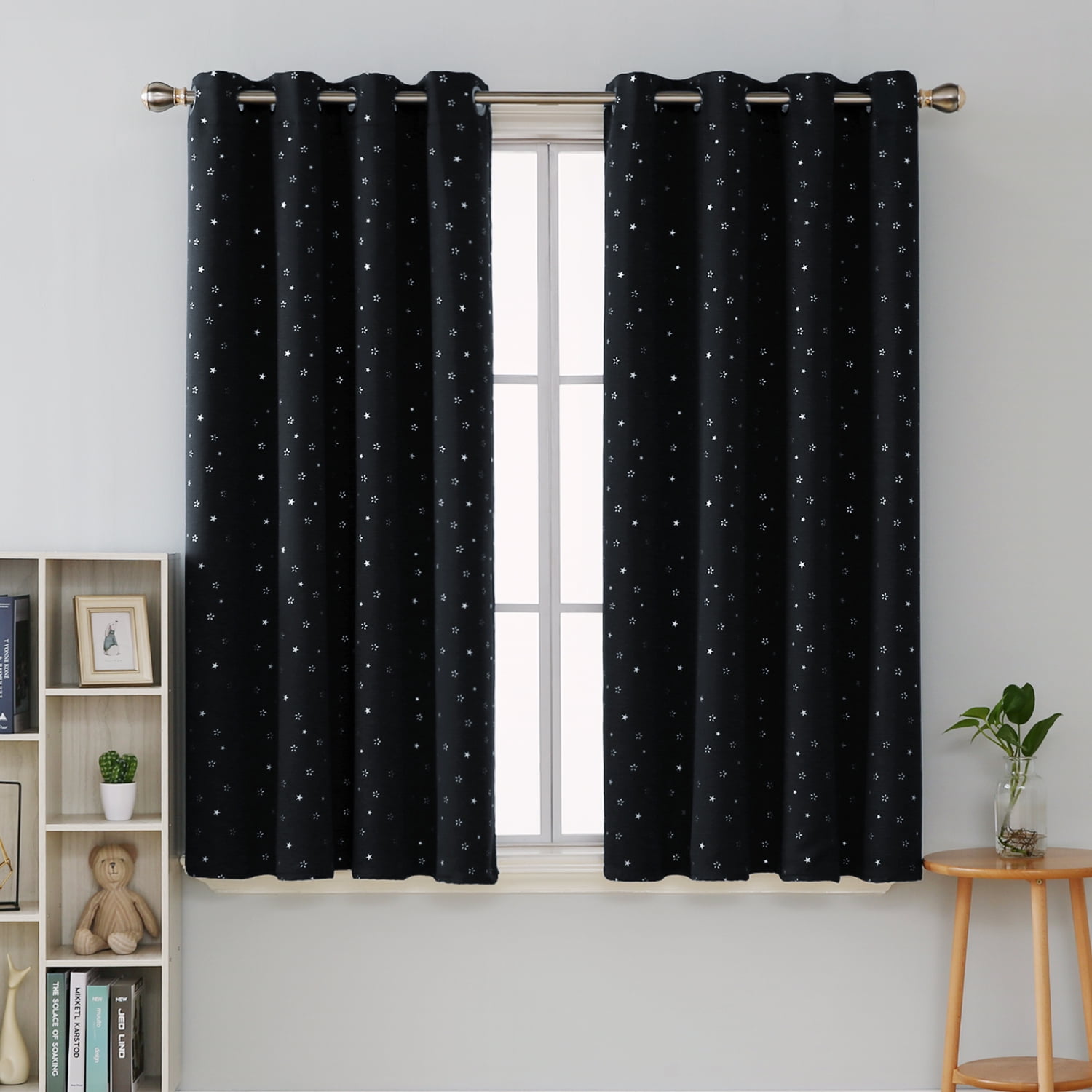 Deconovo Thermal Insulated Blackout Curtains Star Print for Bedroom 52W ...