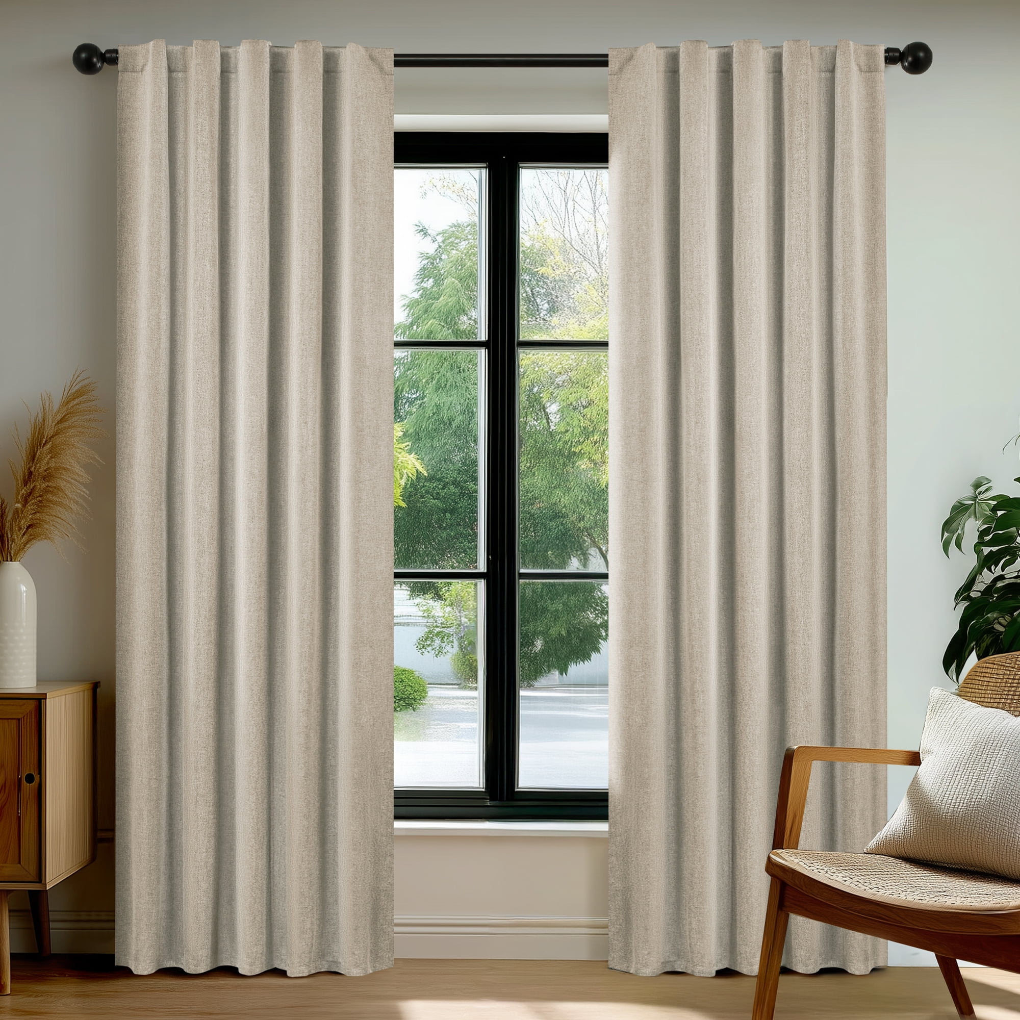 Deconovo Total Blackout Curtains for Bedroom 38"x84", 2 Panels, Khaki ...