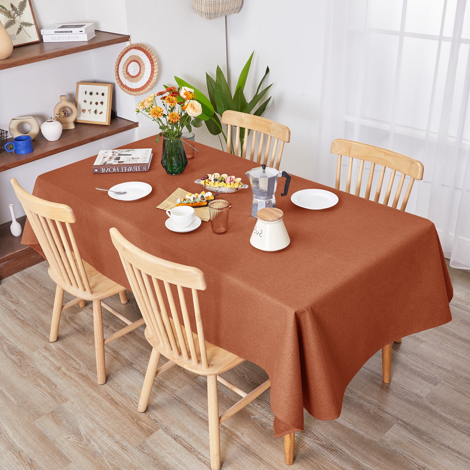 Deconovo Waterproof Rectangle Table Cloth with Roll Side Solid ...
