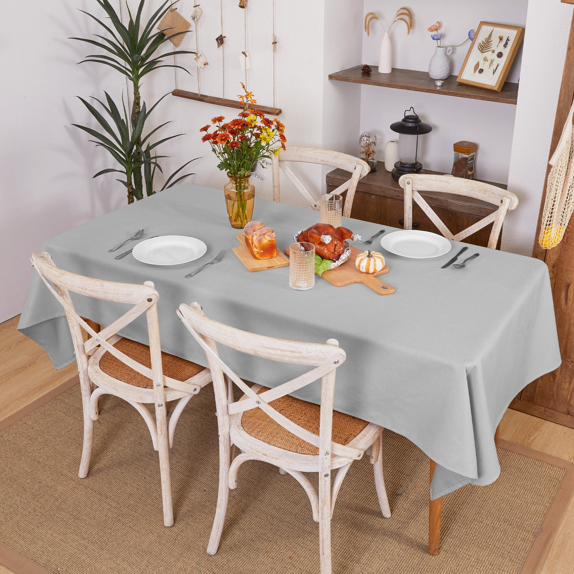 Deconovo Waterproof Tablecloth Square Table Cloth with Roll Side for ...