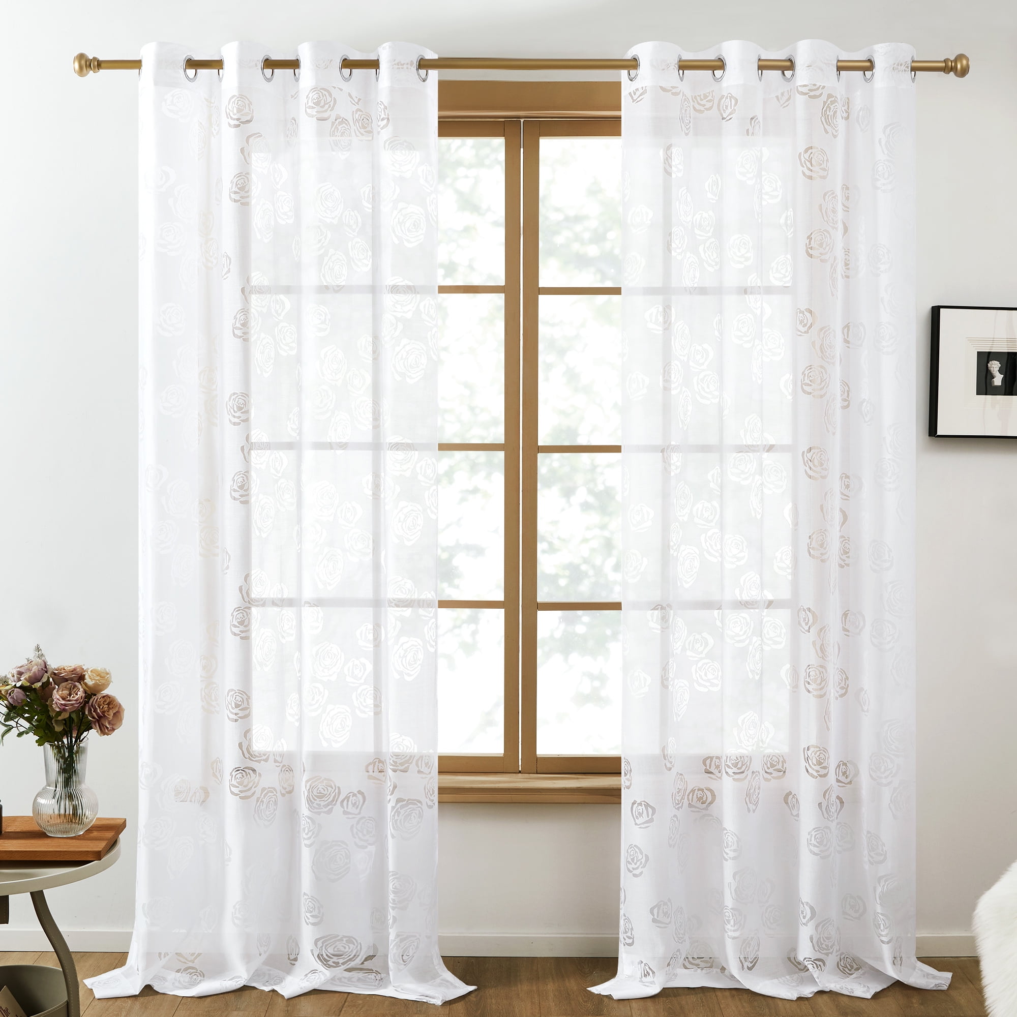 Deconovo White Grommet Sheer Curtains 84 inch Length 2 Panels,Voile for ...