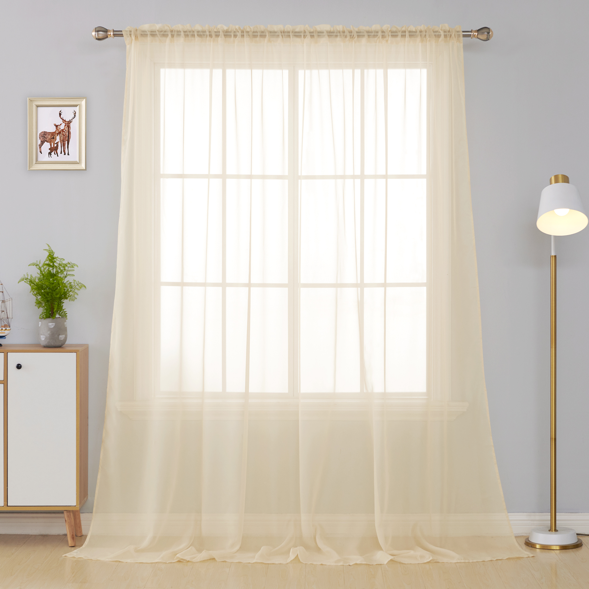 Rosnek Floral Lace Sheer Curtain, Rod Pocket Patio Window Sheer Drapes ...