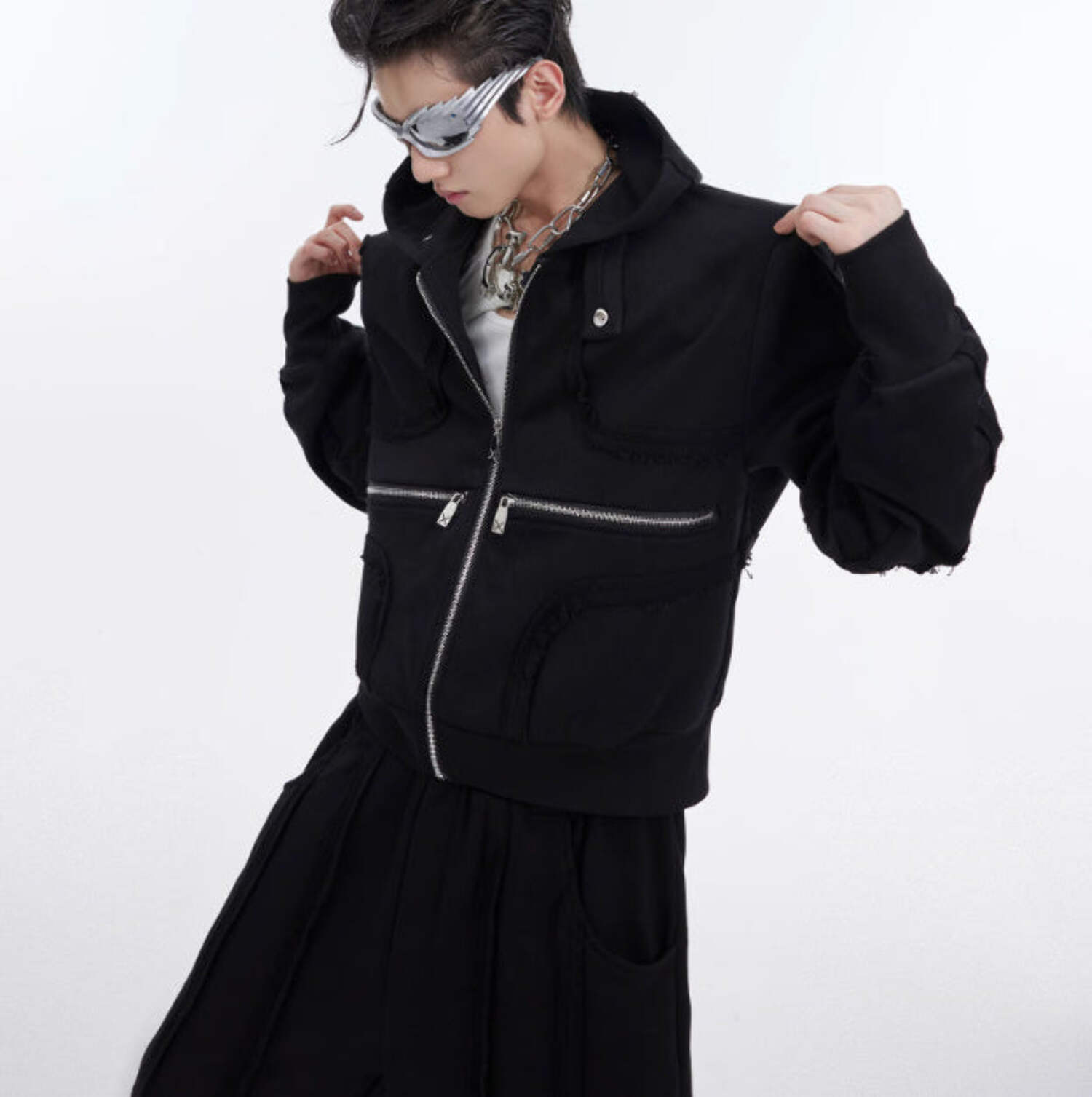 Deconstruct 3D Do Old Short Padded Shoulder Hoodie Red Tracksuit Jacket - Walmart.com