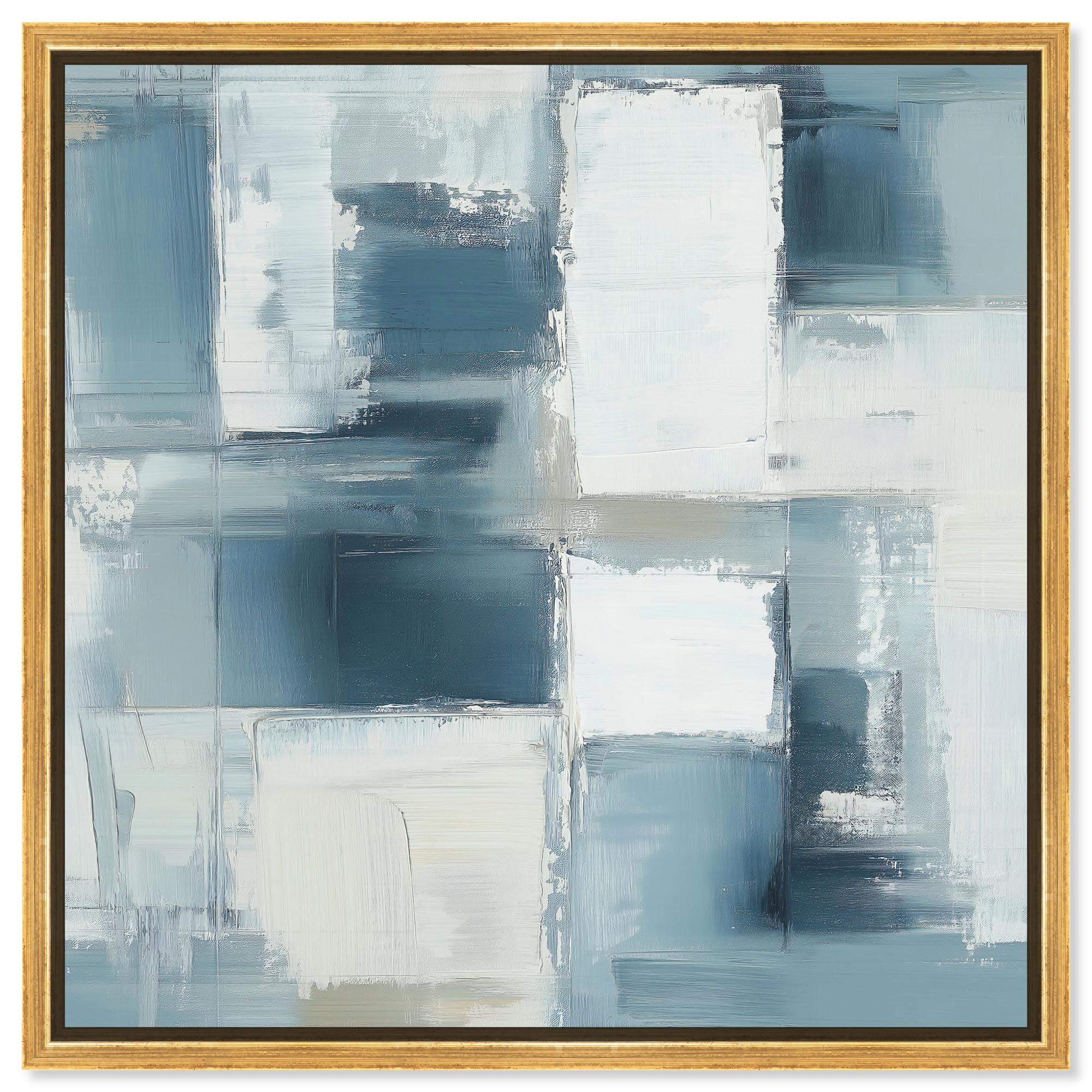 Deconstructed Blue I Canvas Blue Abstract Art by Art Remedy, Gold Frame ...