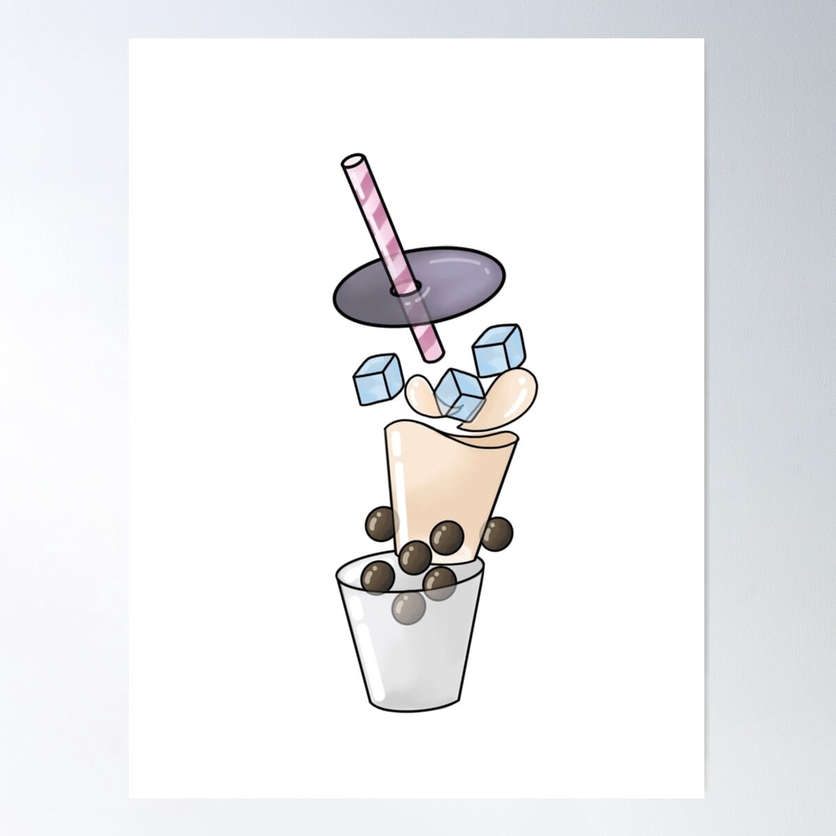 Deconstructed Bubble Tea Poster Wall Art, Modern Wall Decor For Living ...